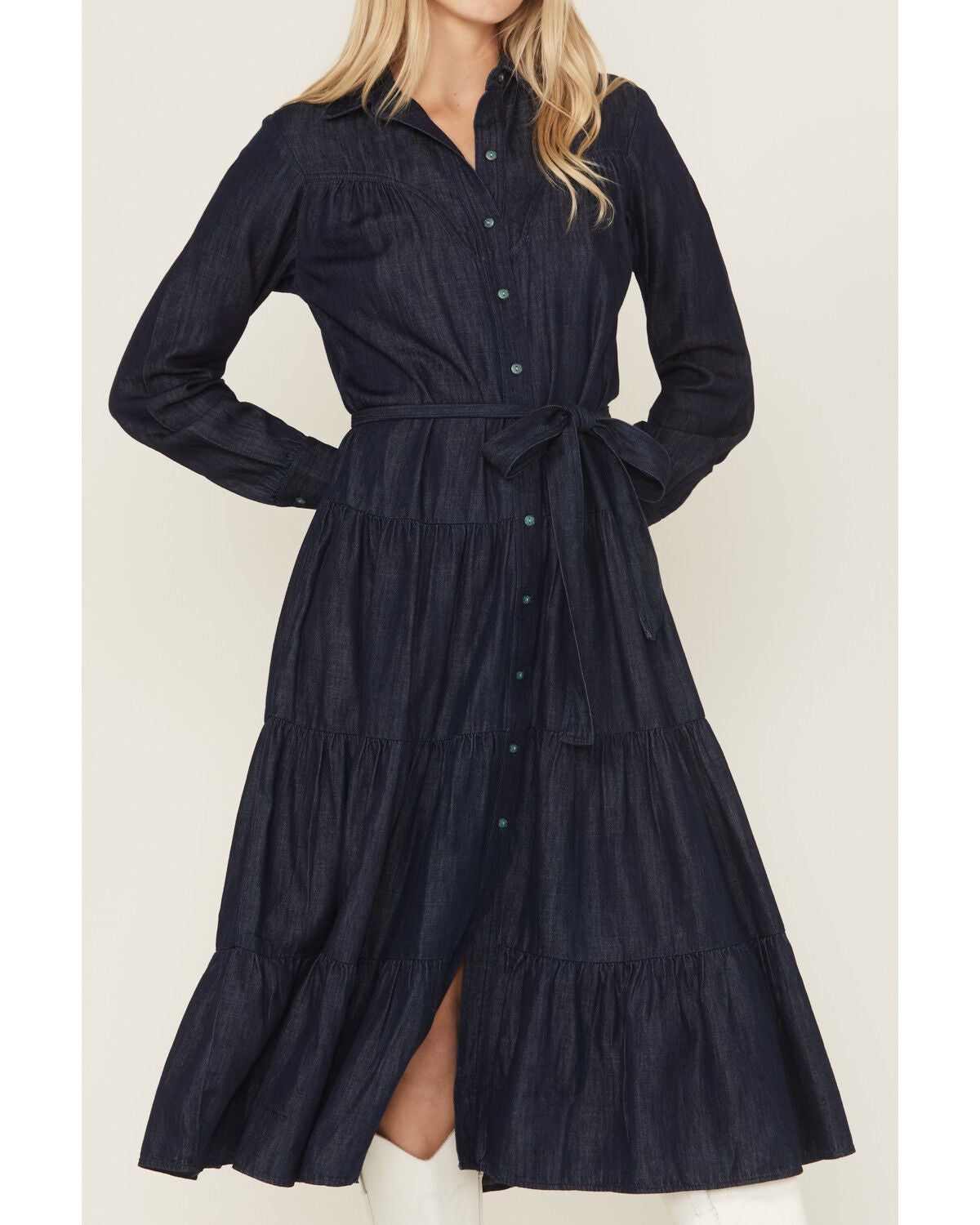 Ariat Women's Sahara Dark Wash Denim Long Sleeve Midi Dress,