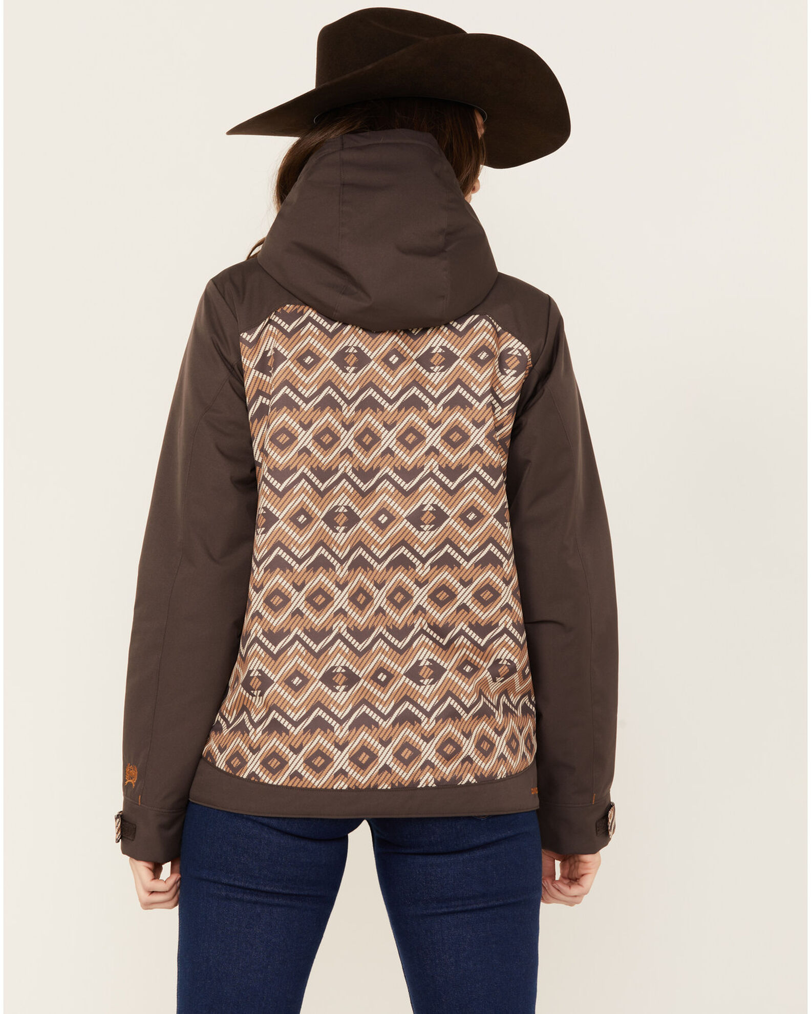 Cinch Women's Southwestern Print Fleece Lined Ski Coat, Grey