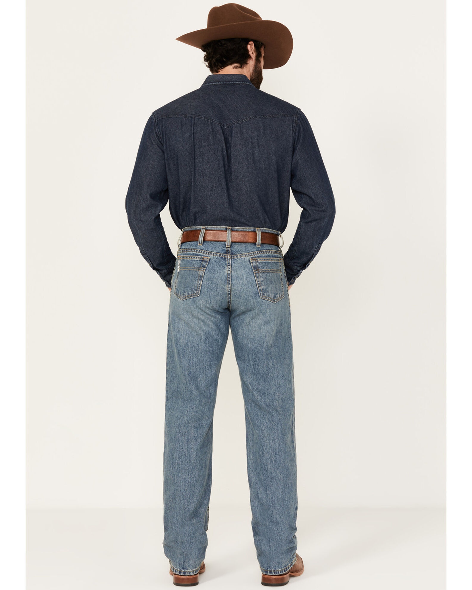 Cinch Men's White Label Relaxed Fit Medium Stonewash Denim Jeans, Blue