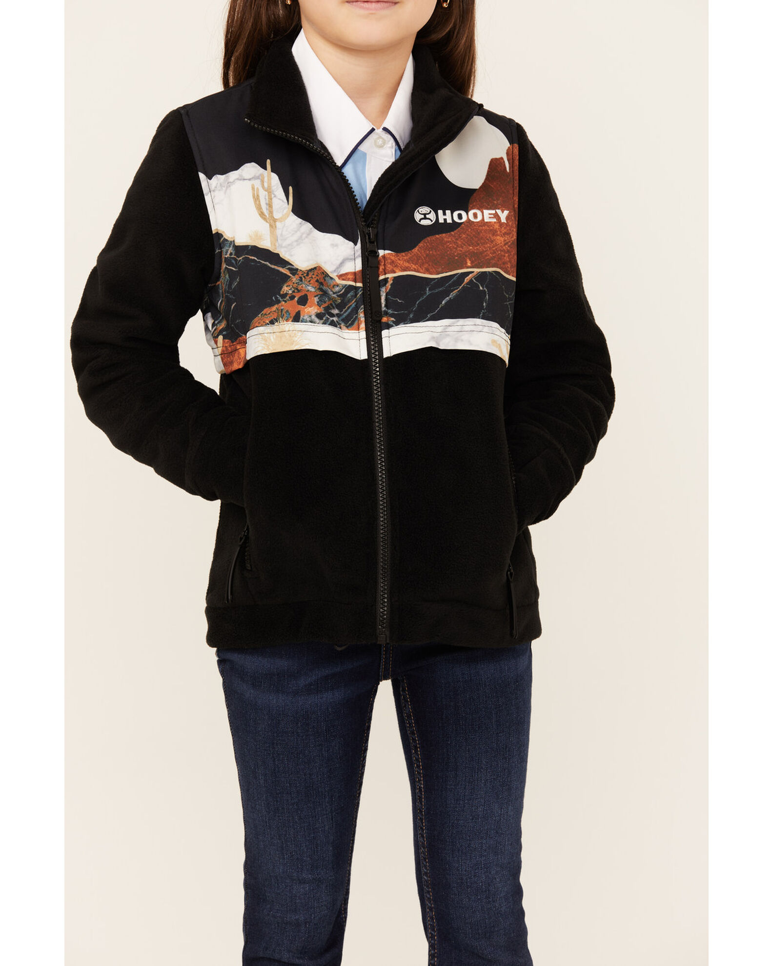 Hooey Girls Scenic Print Softshell Jacket Black