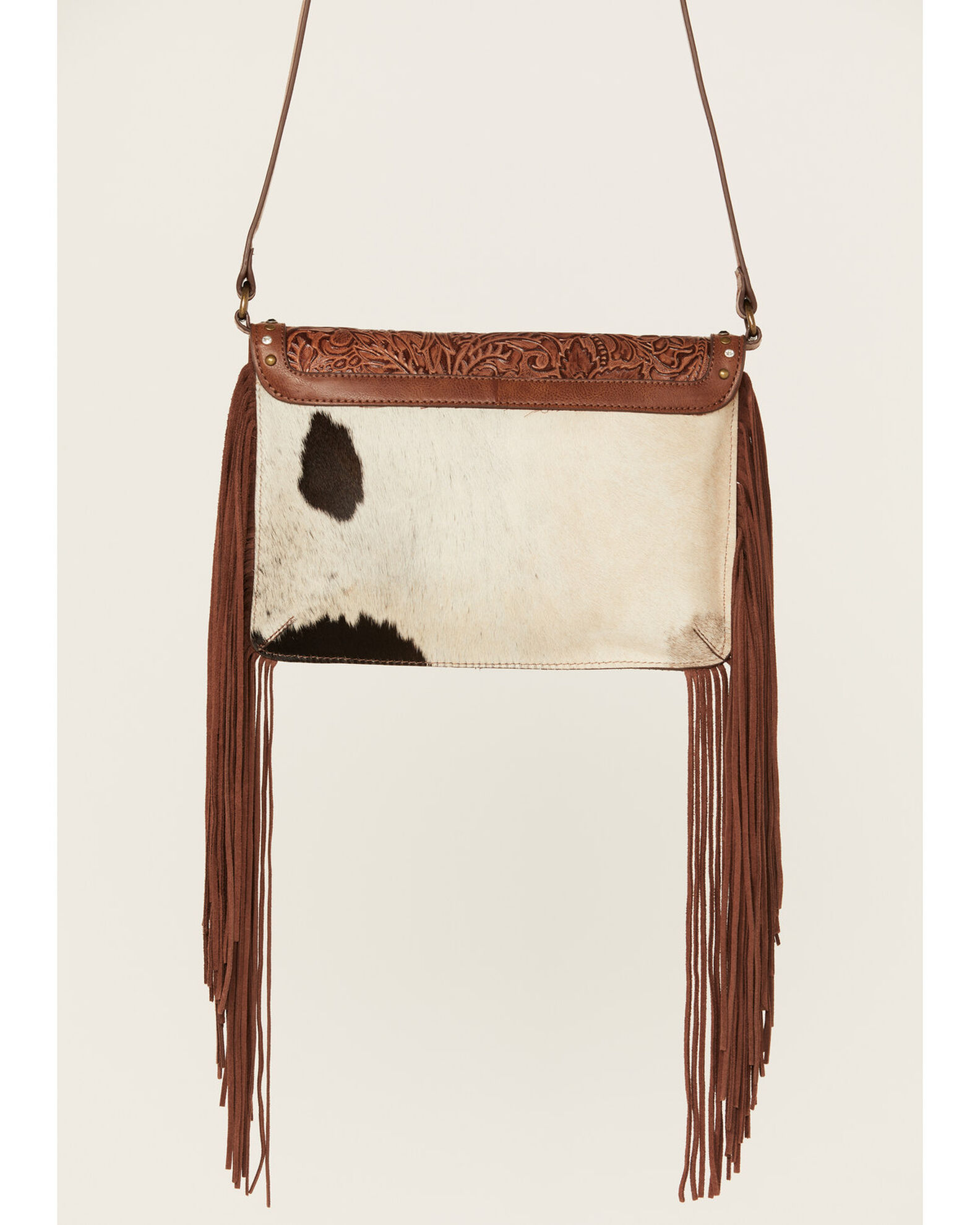 Shyanne Women's Hair On Tooled Crossbody Bag, Brown