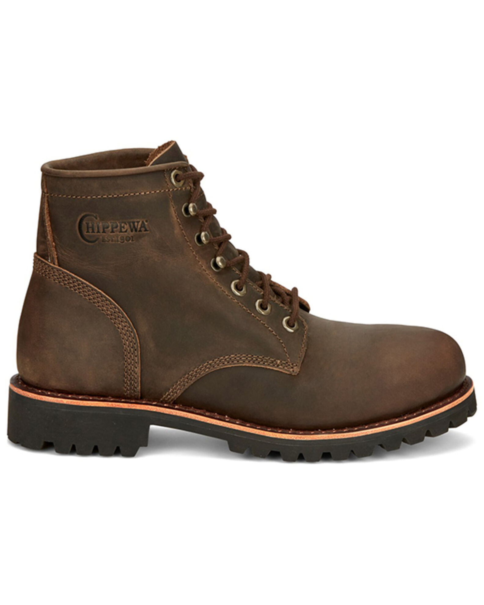 Chippewa Men's Wood Classic 2.0 6" Lace-Up Work Boots - Steel Toe, Bark