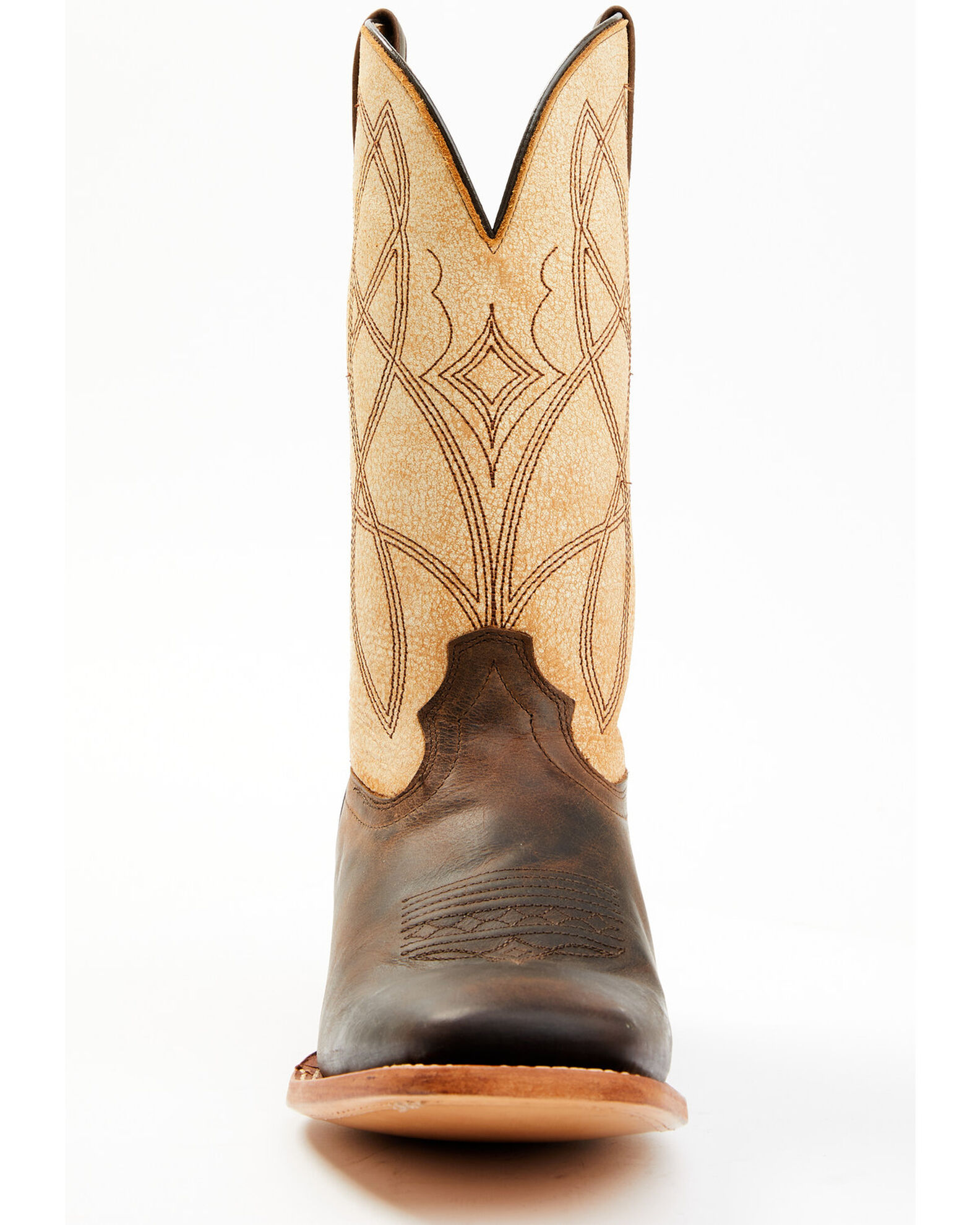 RANK 45® Men's Deuce Western Boots - Broad Square Toe, Cream/brown