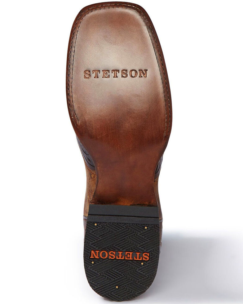 Stetson Mens Brown Handtooled Cross Boots Square Toe Boot Barn