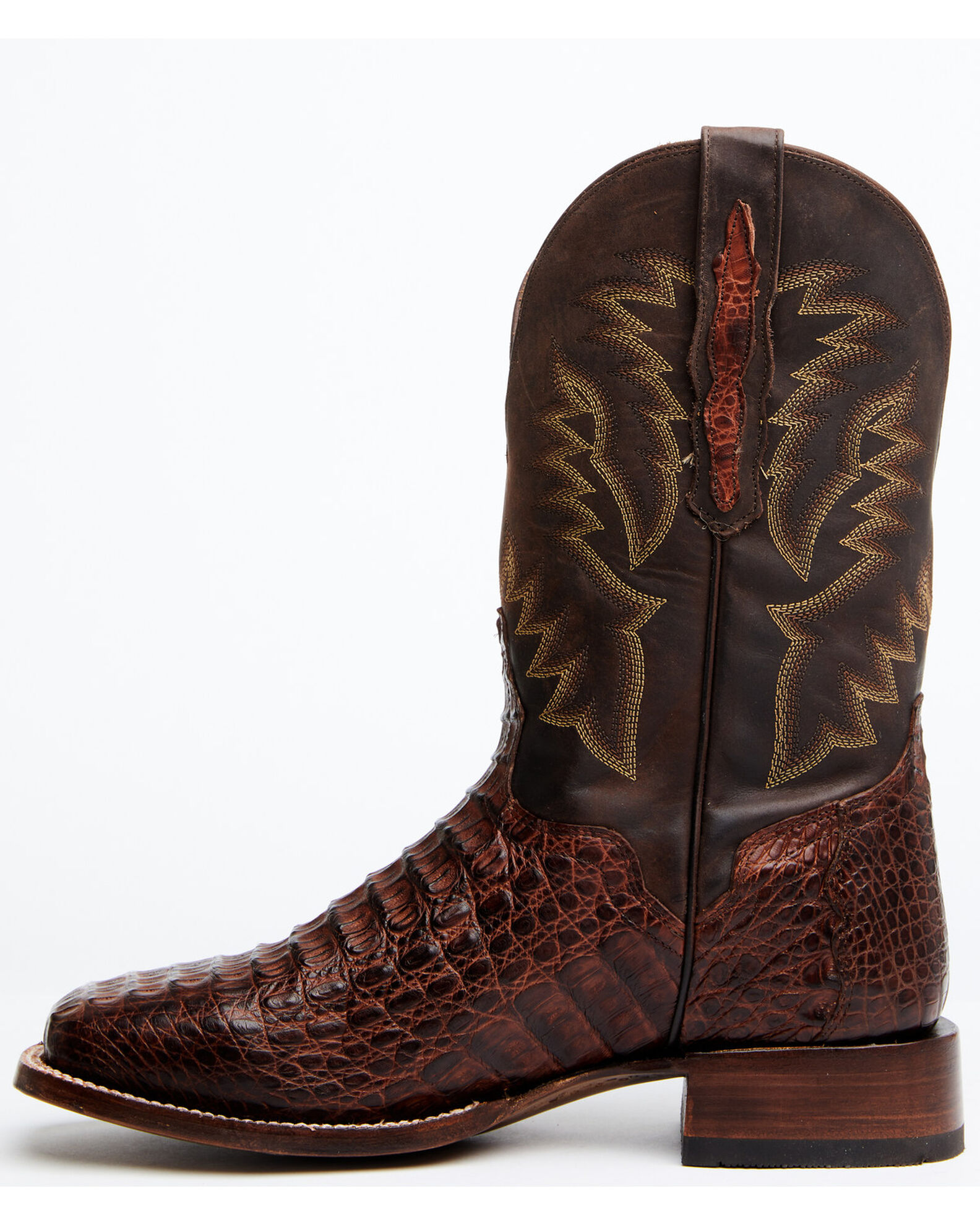 El Dorado Men's Handmade Caiman Back Brass Stockman Boots - Broad ...