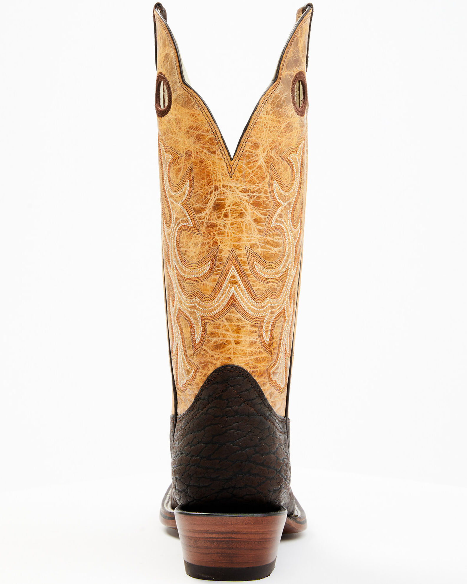 Hondo Boots Mens Bullhide Western Boots Broad Square Toe Brown