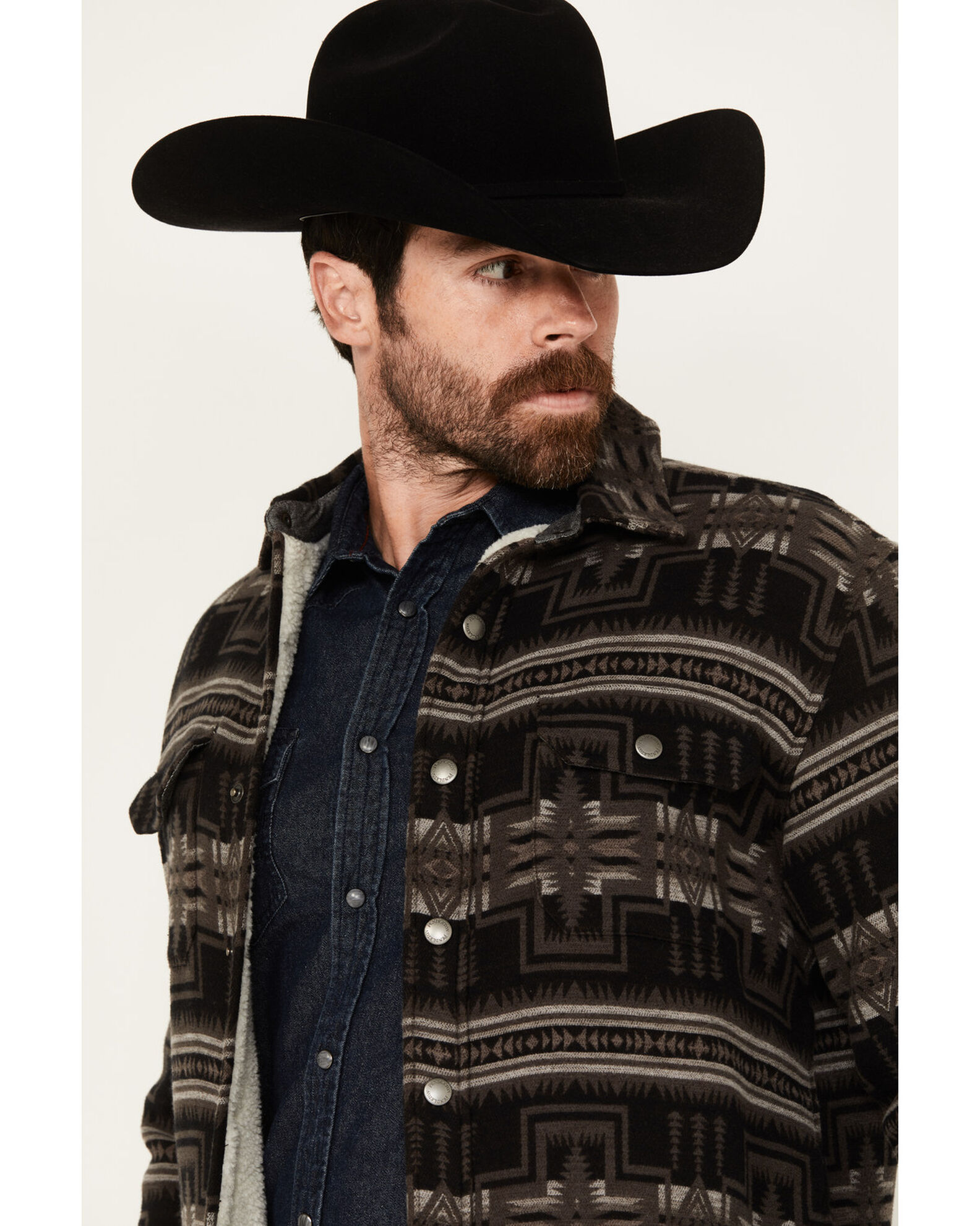 Pendleton Men's Harding Bay City Snap Sherpa Jacket, Charcoal