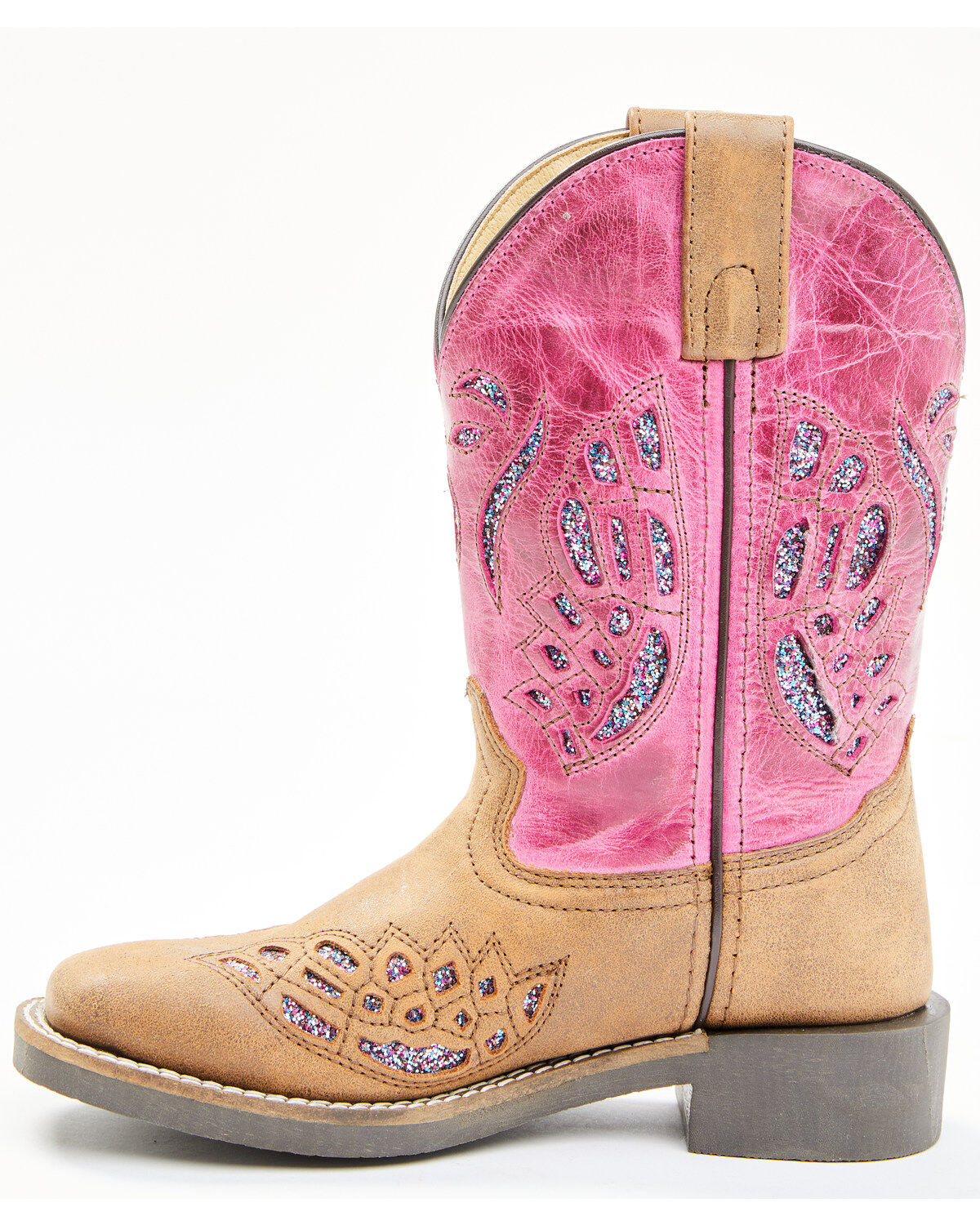 Shyanne Girls' Chloe Glitter Western Boots - Square Toe, Pink
