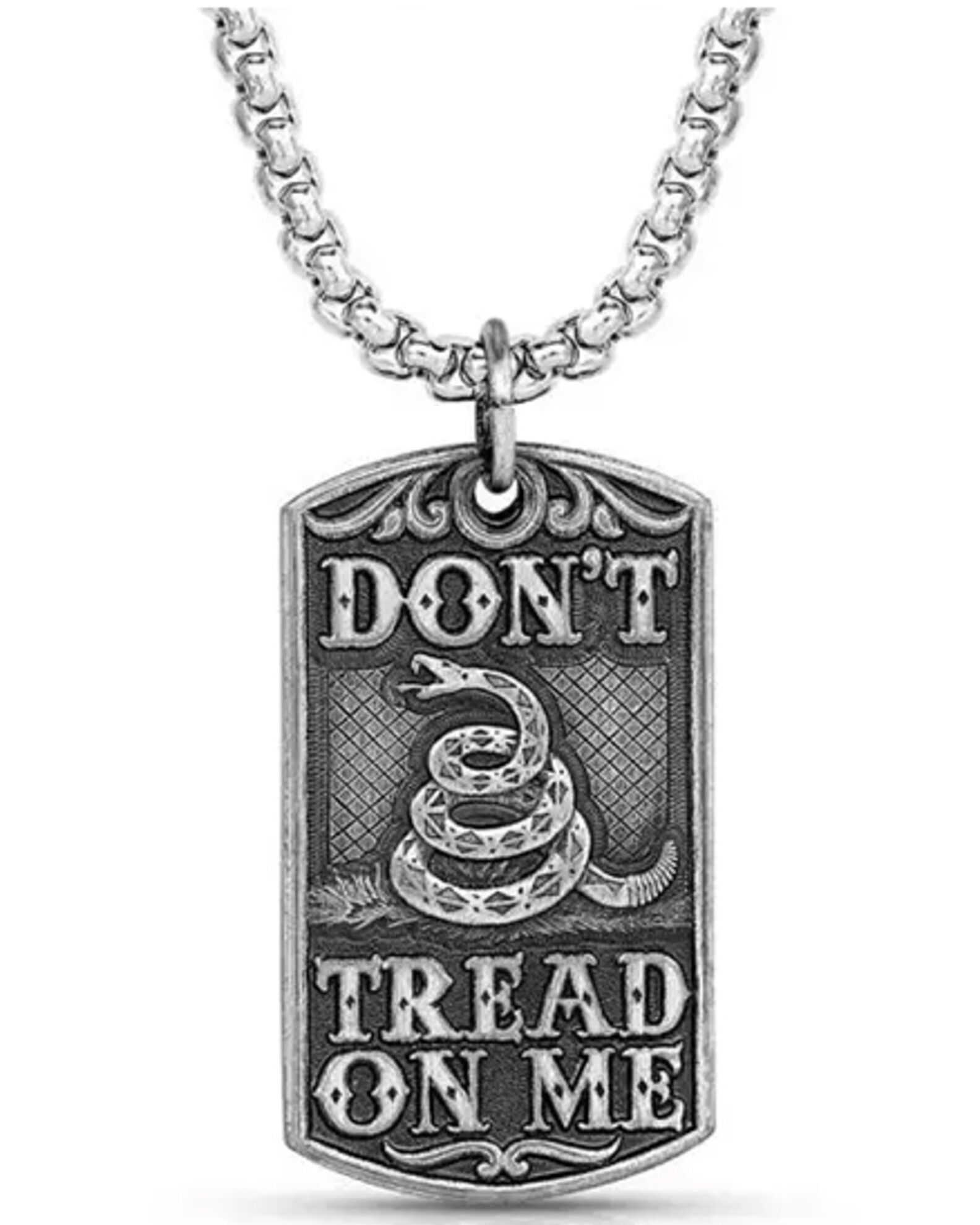 Montana Silversmiths Men's Don't Tread On Me Dog Tag Necklace, Silver