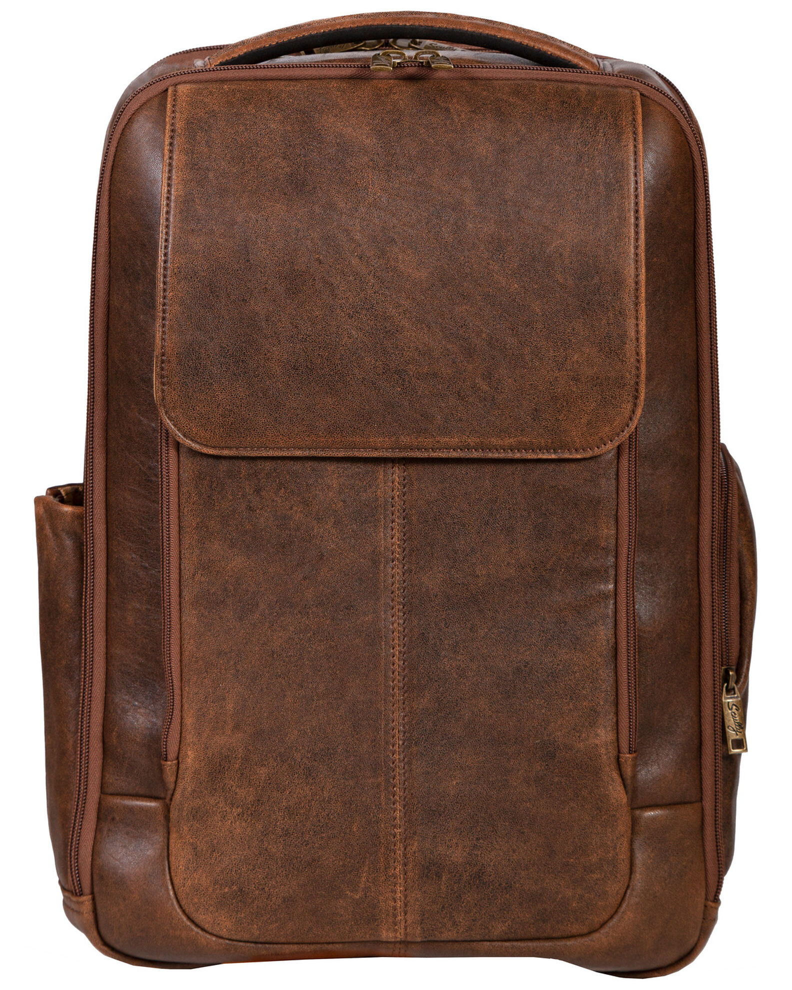 Scully Leather Front Flap Backpack, Brown