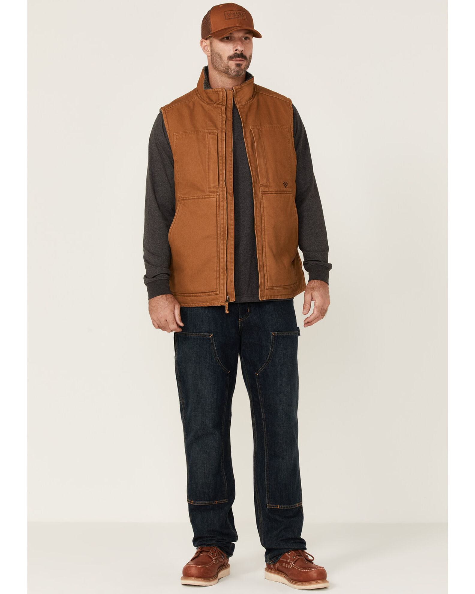 Hawx Mens Rust Copper Browder Weathered Duck Zip Front Insulated Work