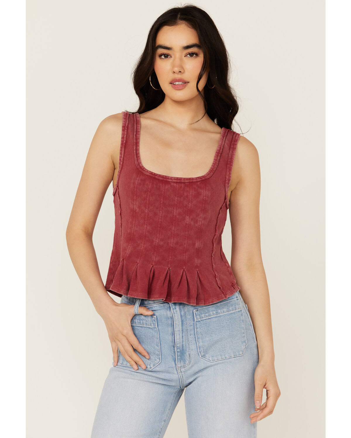 Free People Women's Roller Tank, Maroon