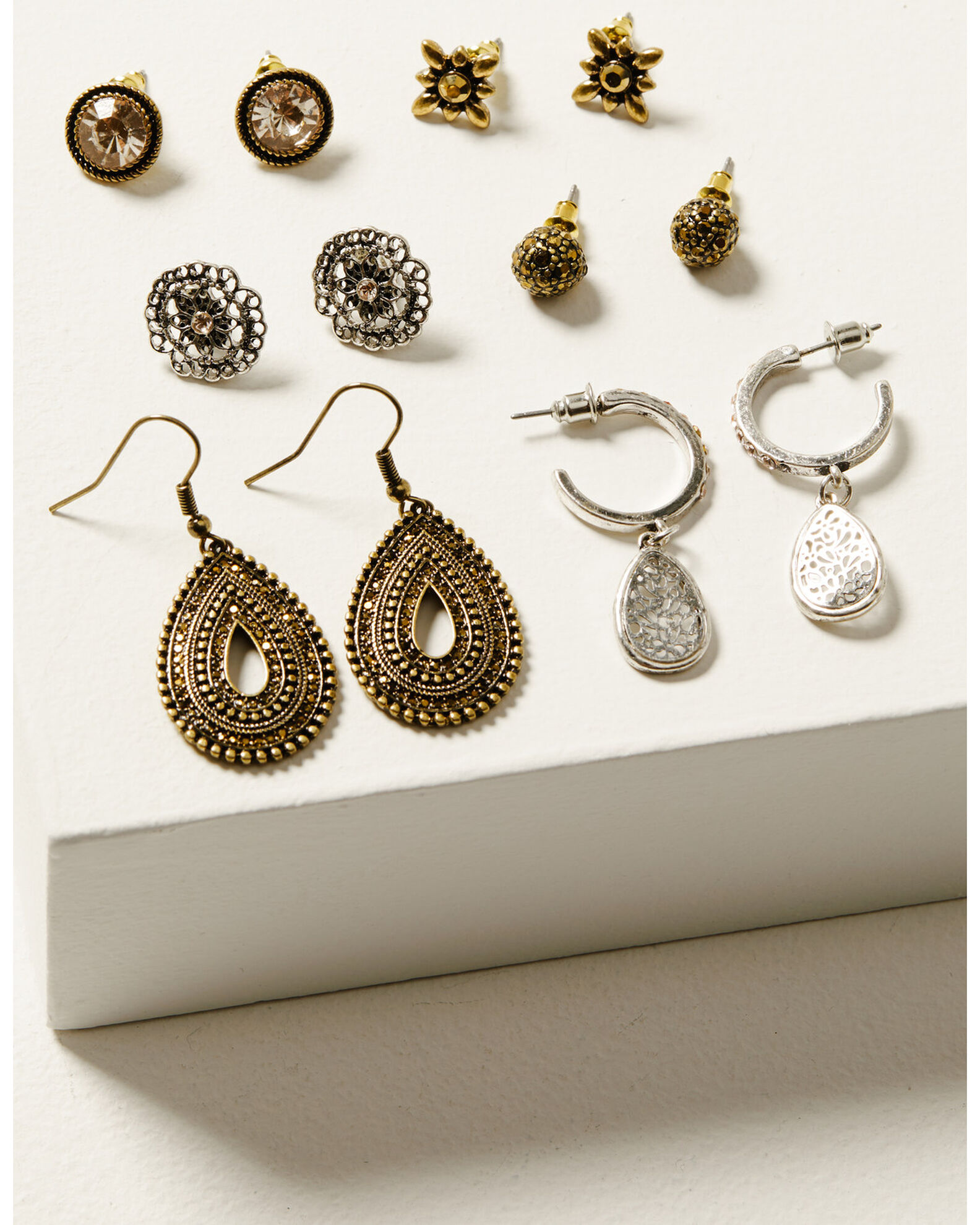 Shyanne Women's Champagne Chateau 6-Piece Teardrop & Stud Earrings Set ...