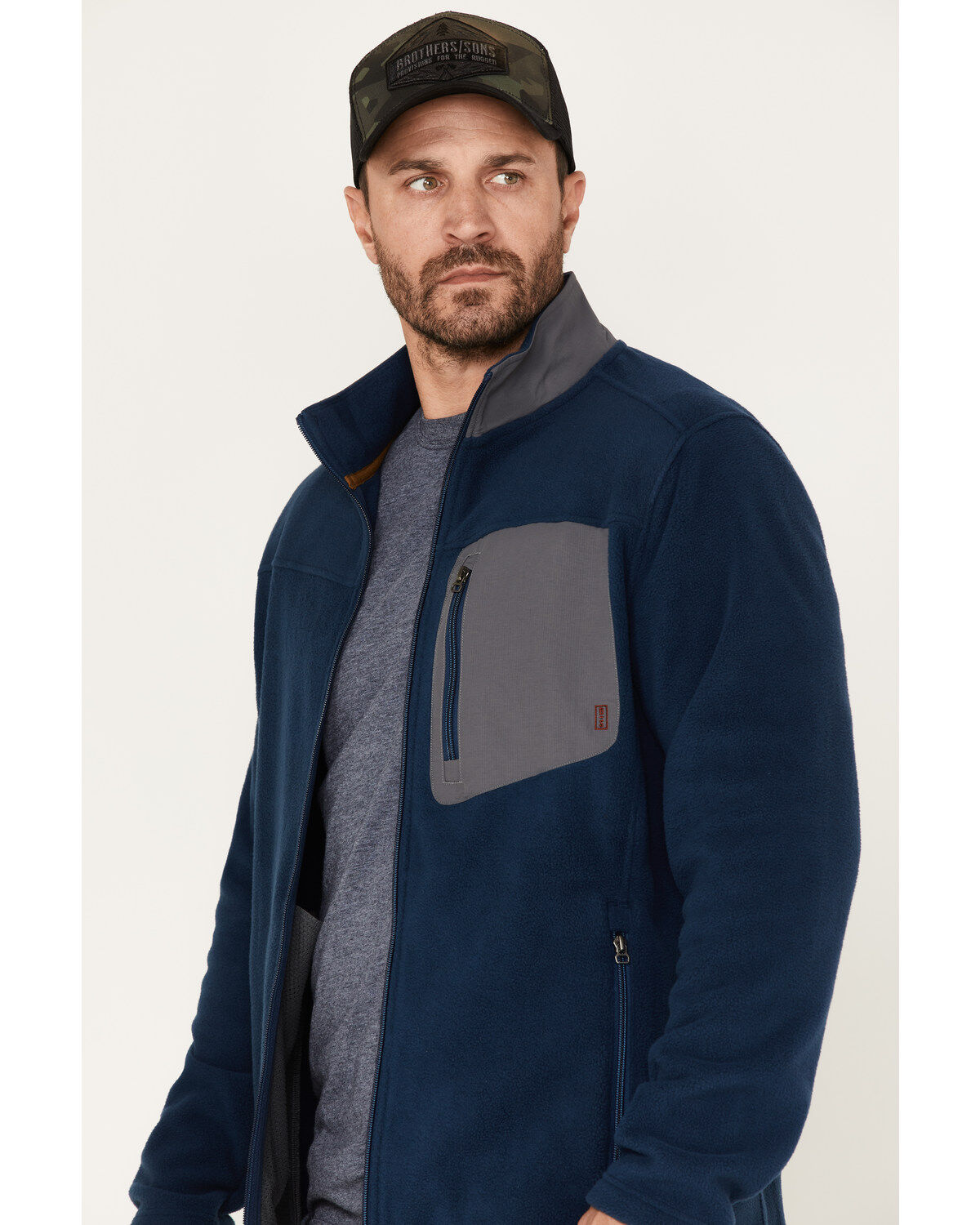 Brothers and Sons Men's Polar Fleece Zip Jacket, Blue