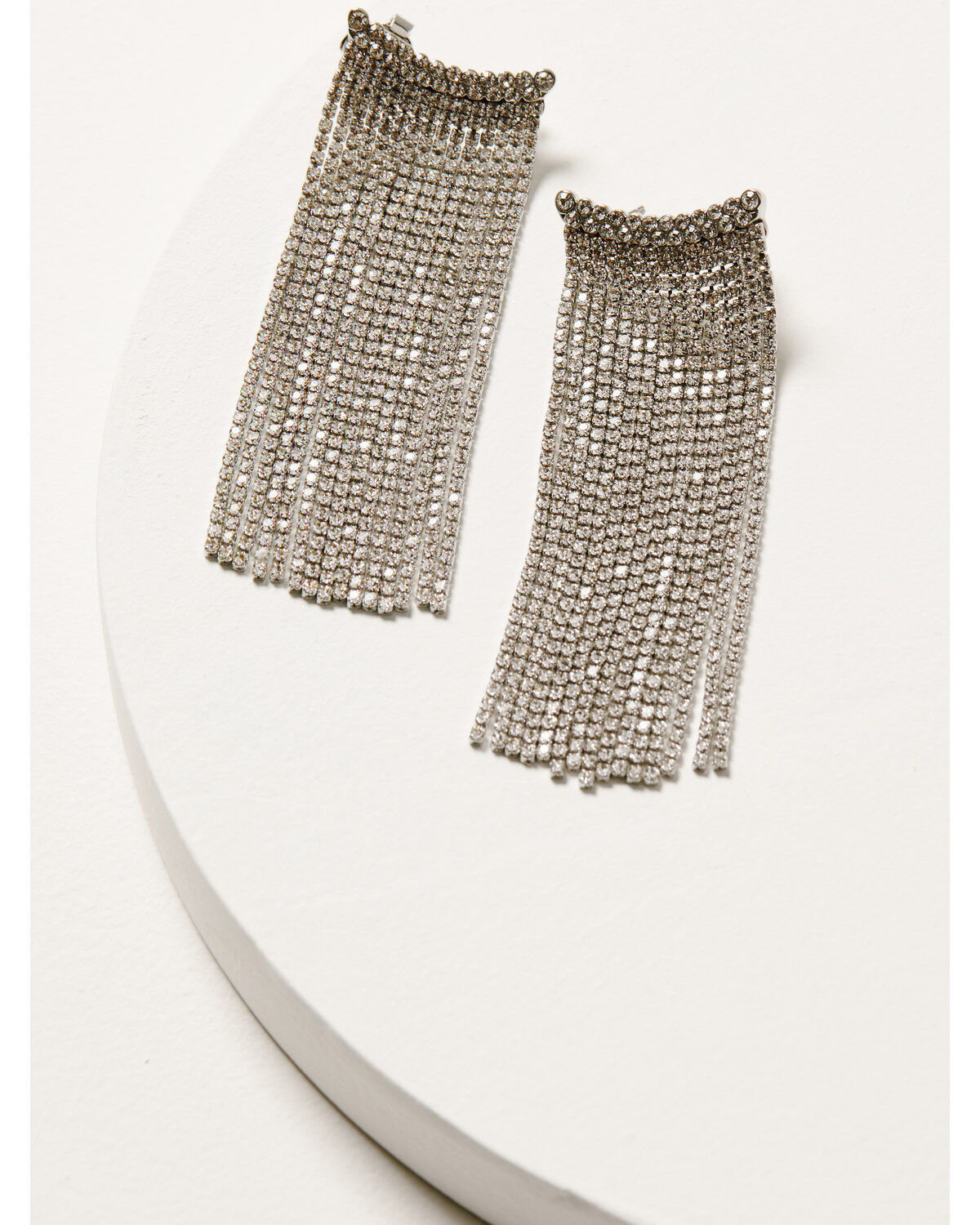 Wonderwest Women's Rhinestone Fringe Ear Crawler Earrings, Silver