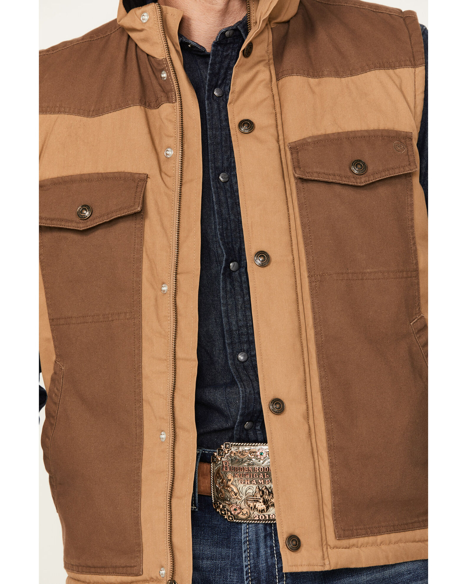 Blue Ranchwear Mens Waxed Canvas Vest Beigekhaki