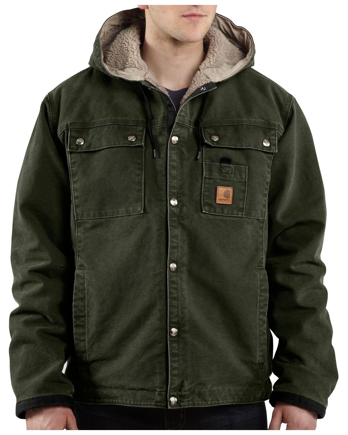 Carhartt Sandstone Hooded Sherpa-Lined Multi Pocket Jacket - Big & Tall,