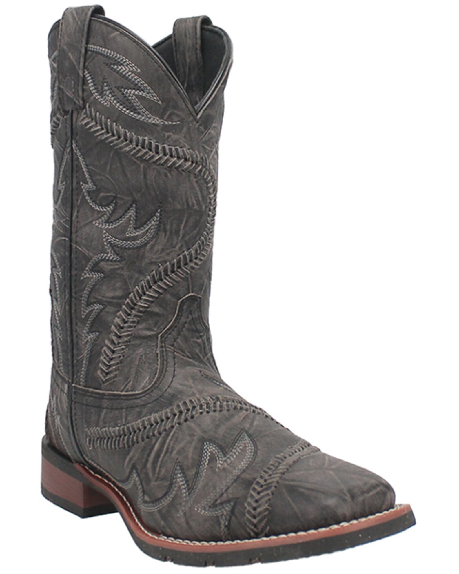 Laredo Mens 11 Kade Western Boots Broad Square Toe Charcoal
