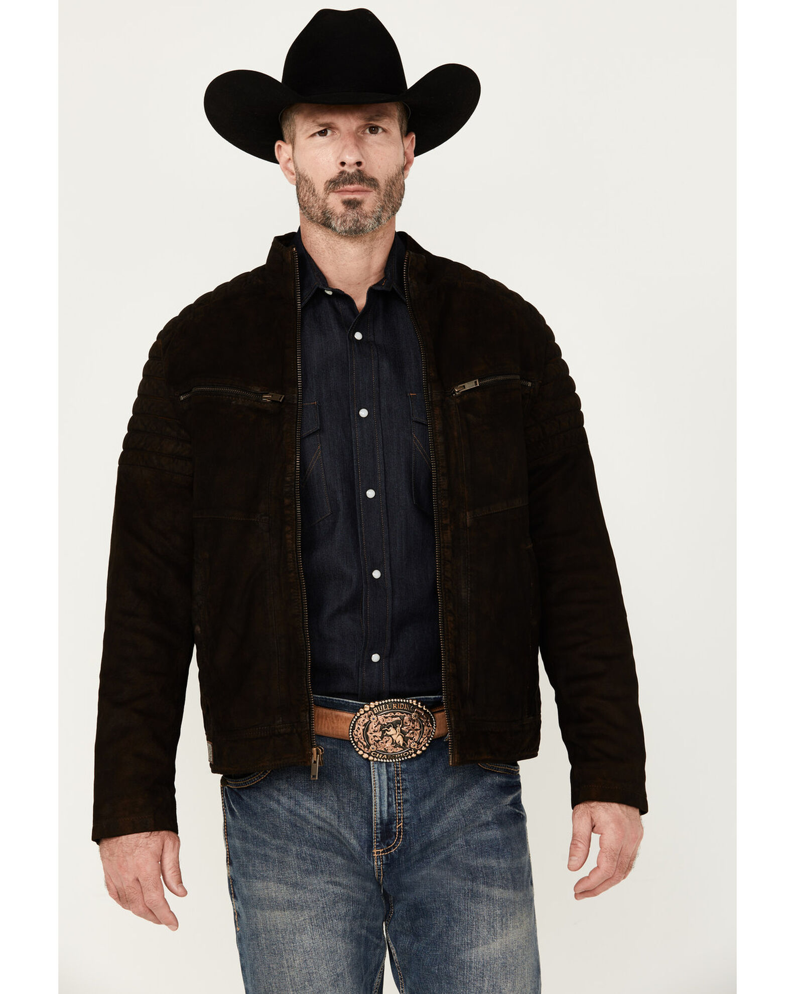 Moonshine Spirit Mens Motorcycle Leather Jacket Brown