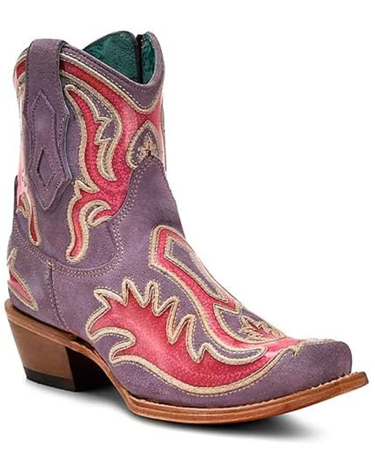 Corral Women's Polymer Overlay and Neon Embroidered Zipper Ankle Boots ...