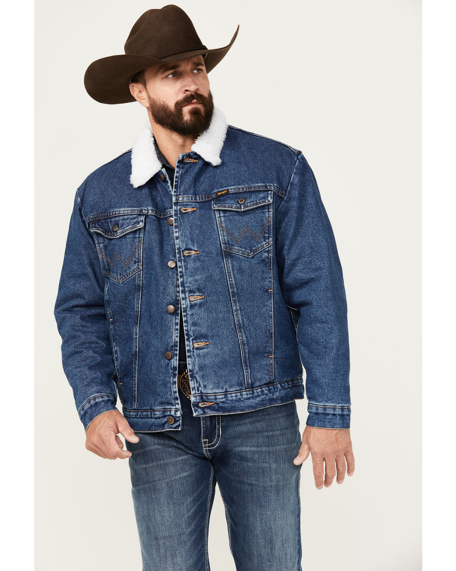 Wrangler Mens Denim Sherpa Lined Button Down Jacket Mall Of America®