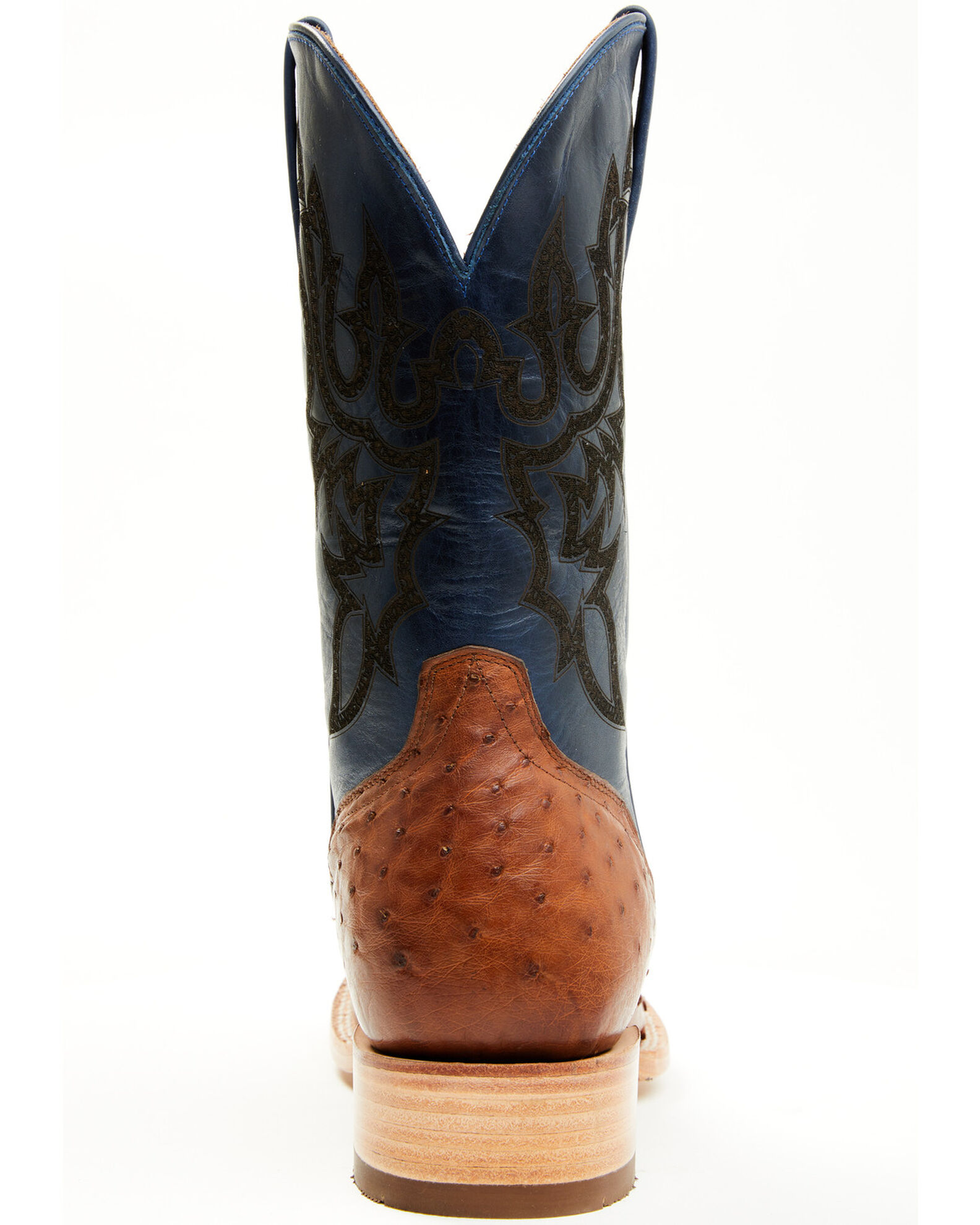 El Dorado Mens Exotic Ostrich Western Boots Broad Square Toe Brandy