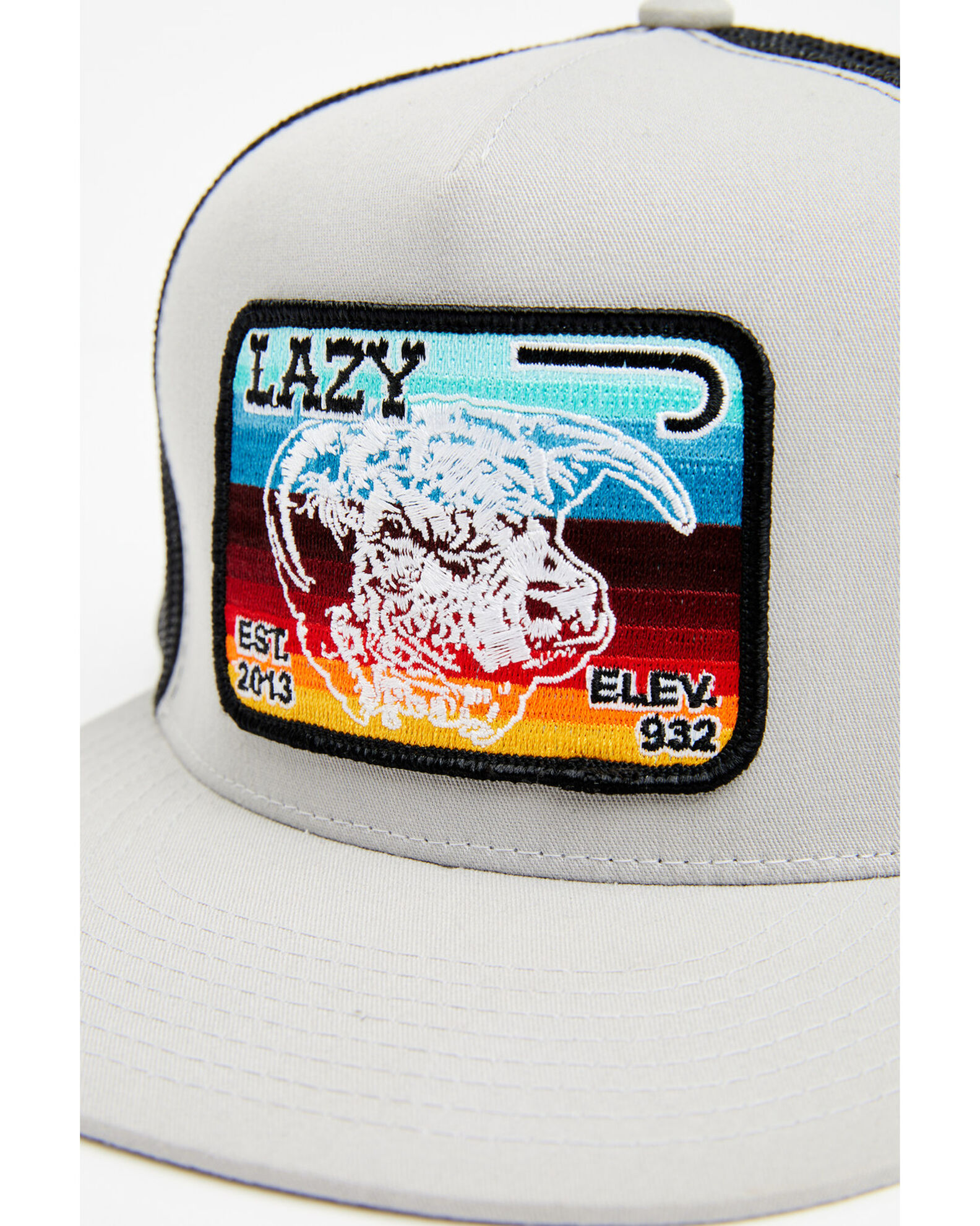 Lazy J Ranchwear Men's Serape Elevation Logo Patch Mesh Back Ball Cap, Grey