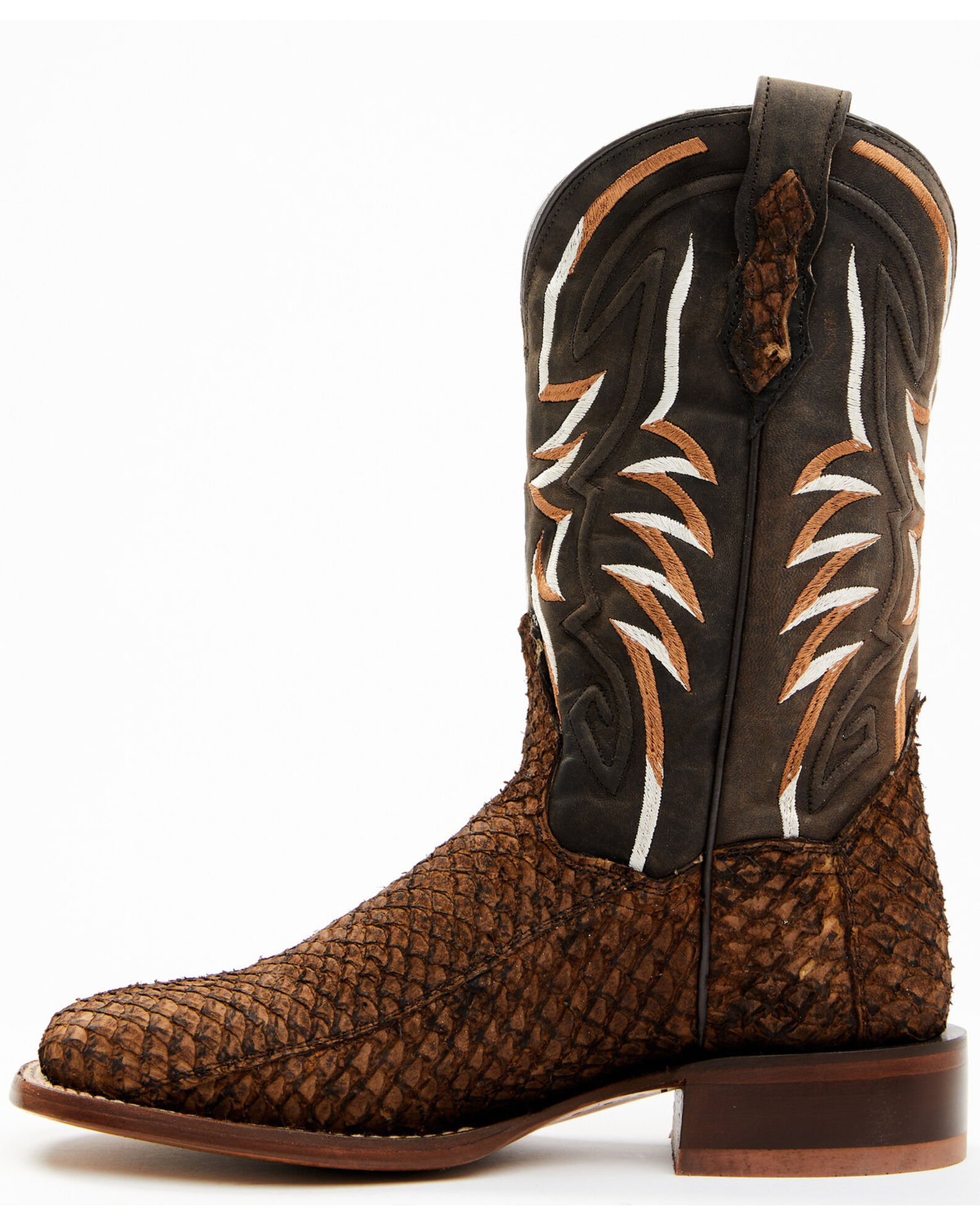 Dan Post Women's Exotic Sea Bass Western Boots - Broad Square Toe, Ivory