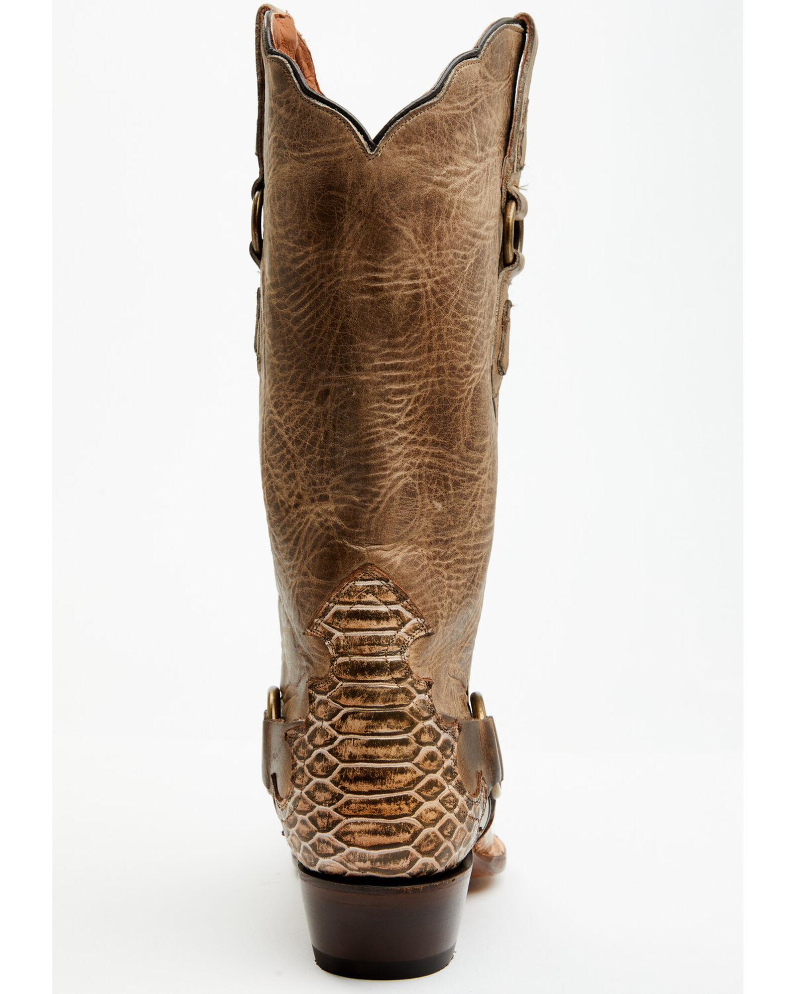 Dan Post Womens Faux Python Tall Western Boots Snip Toe Honey