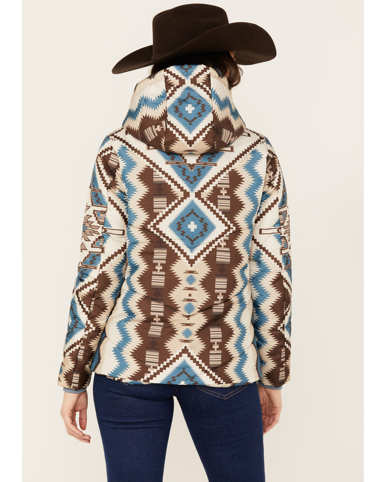 Ariat Womens Chimayo Print Hooded Puffer Jacket Cream
