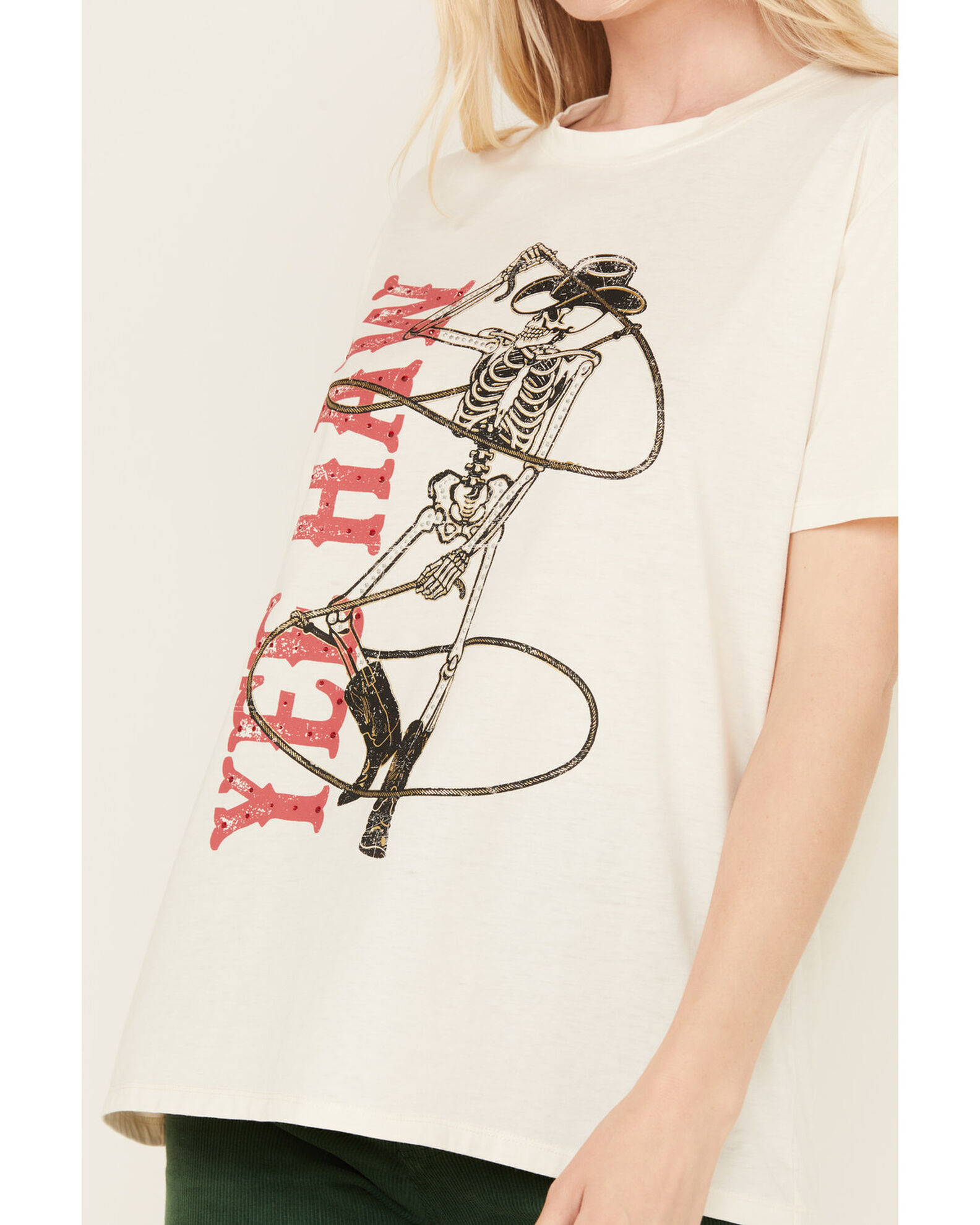 Blended Women's Yeehaw Skeleton Graphic Tee, Ivory