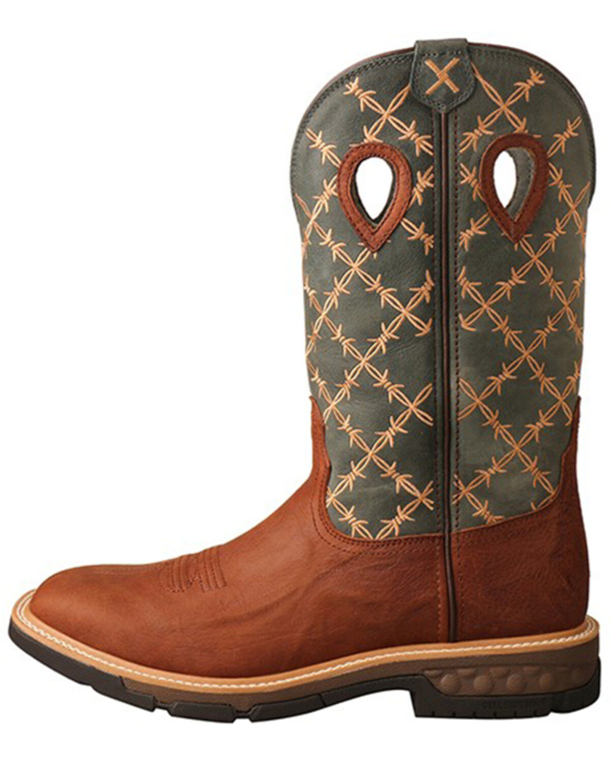 Twisted X Men's Barbed Wire Western Work Boots - Soft Toe, Brown