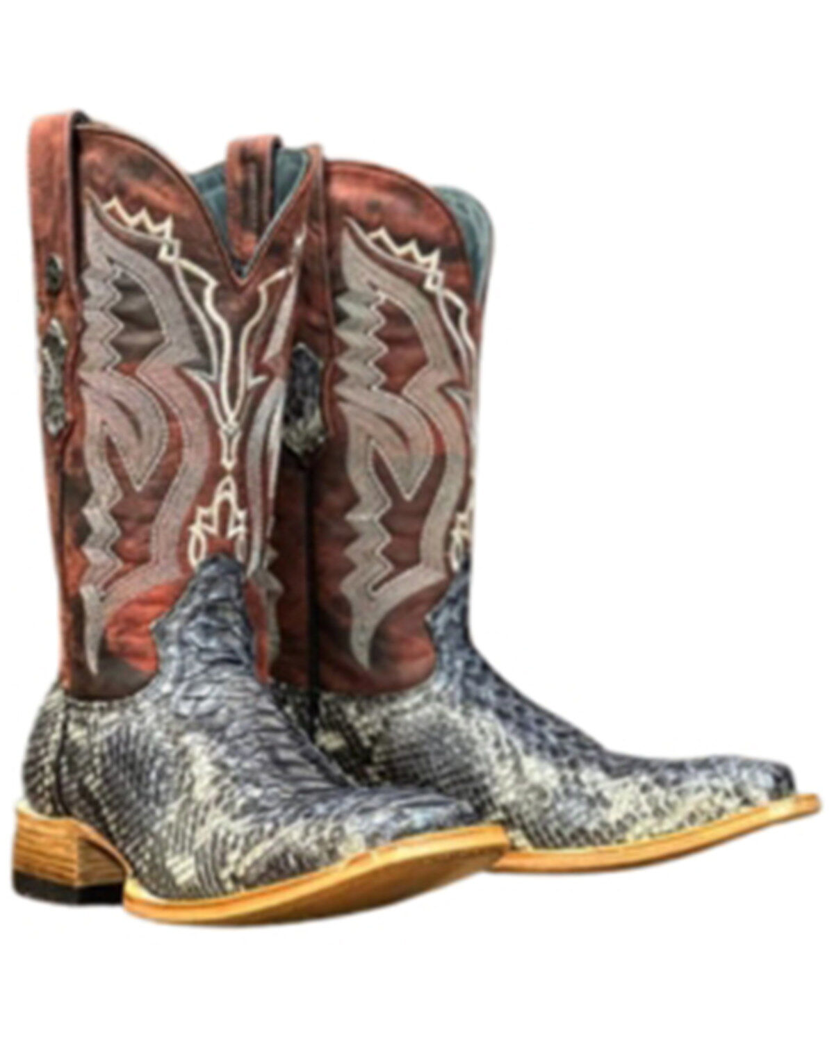 Tanner Mark Men's Exotic Python Western Boots - Broad Square Toe, Slate