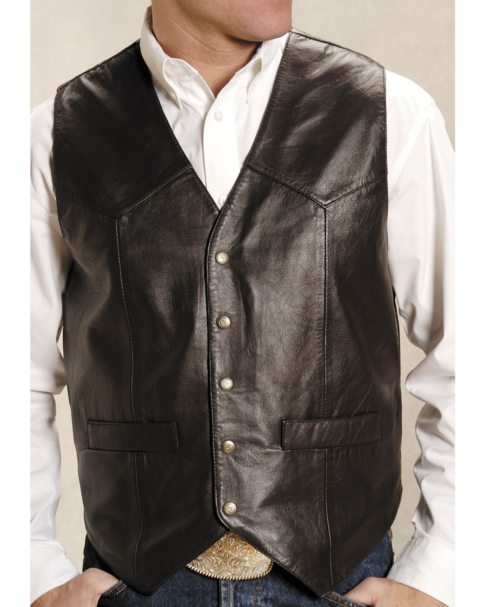 Roper Men's Basic Western Lambskin Vest - Tall, Brown