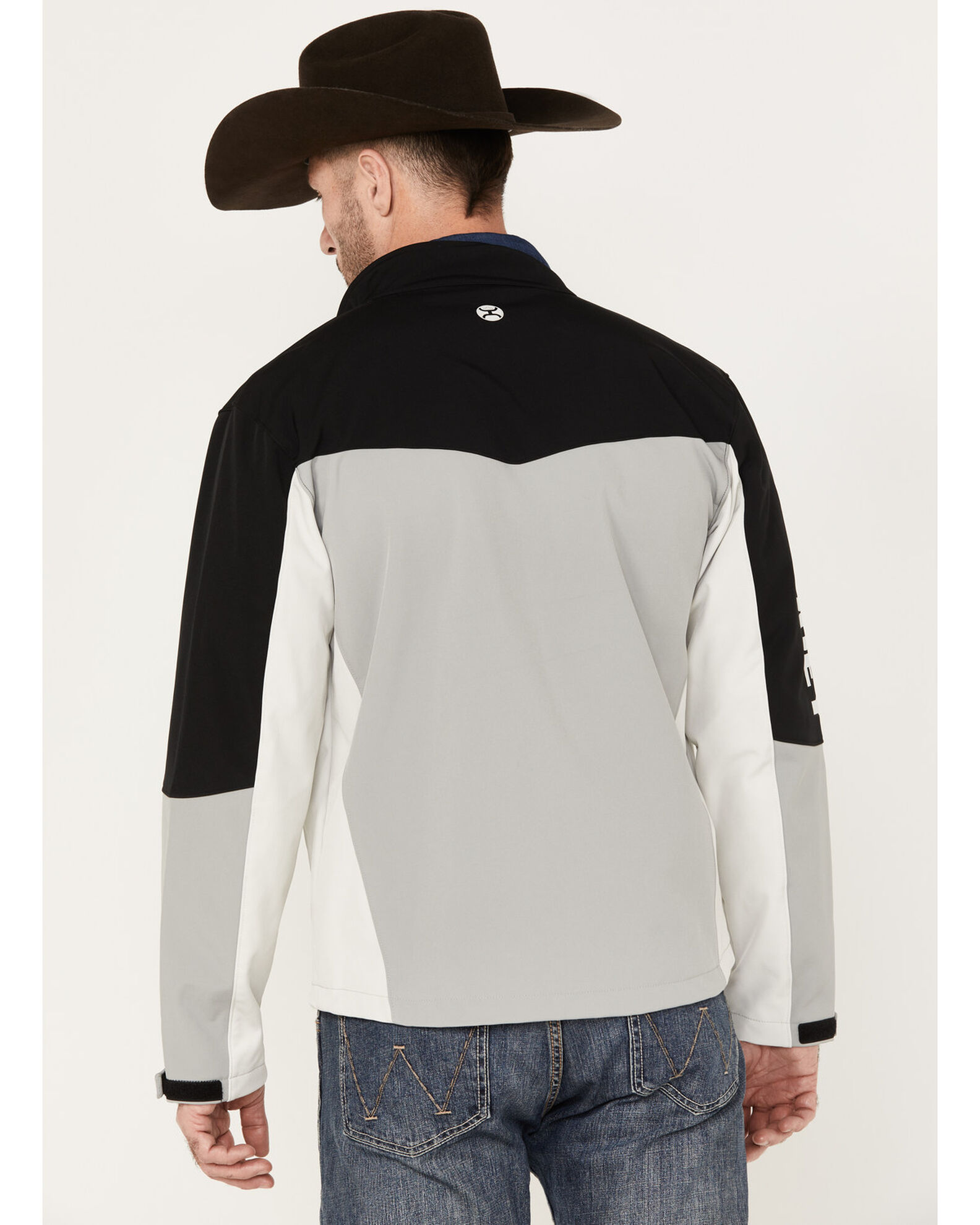Hooey Mens Color Block Southwestern Print Softshell Jacket Charcoal