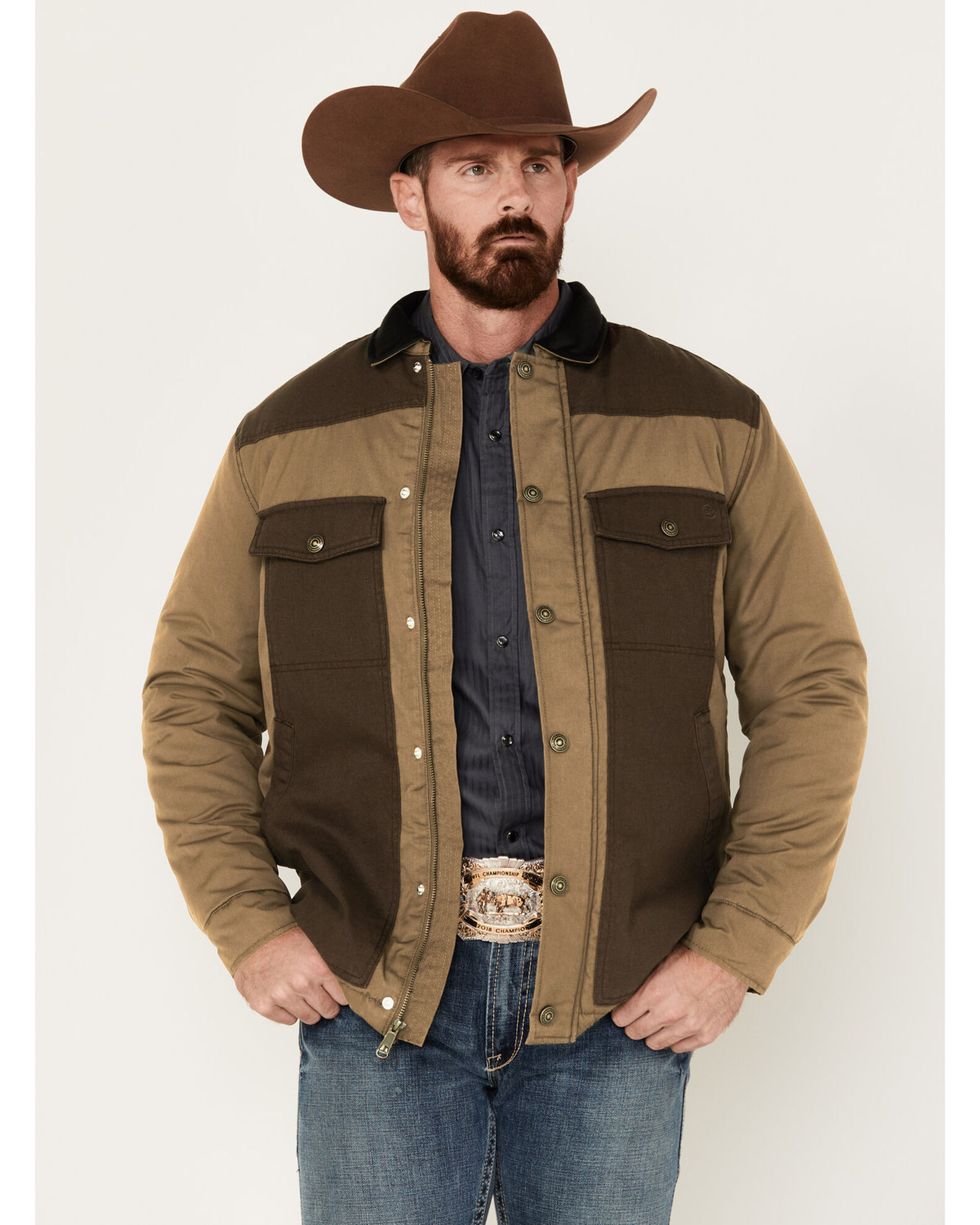Blue Ranchwear Mens Waxed Canvas Jacket Brown