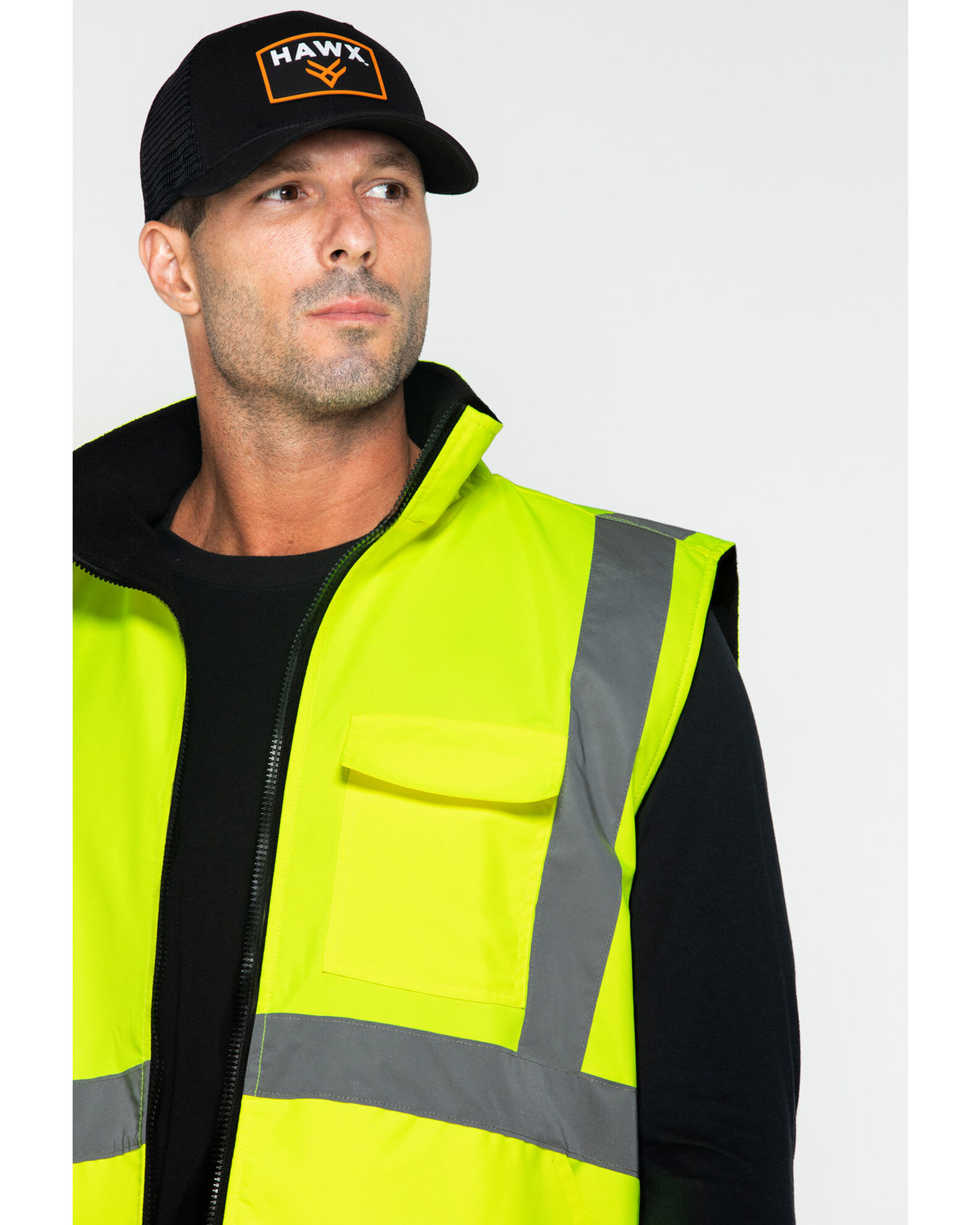 Hawx Mens Reversible Reflective Work Vest Yellow
