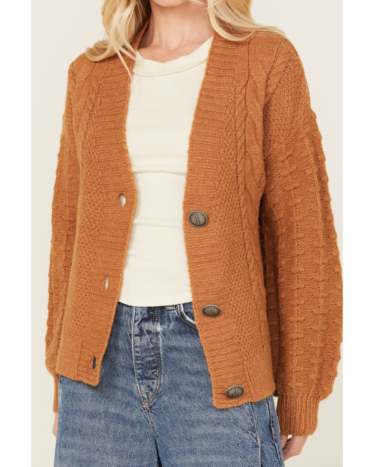 Cotton & Rye Women's Cactus Button Cardigan, Gold