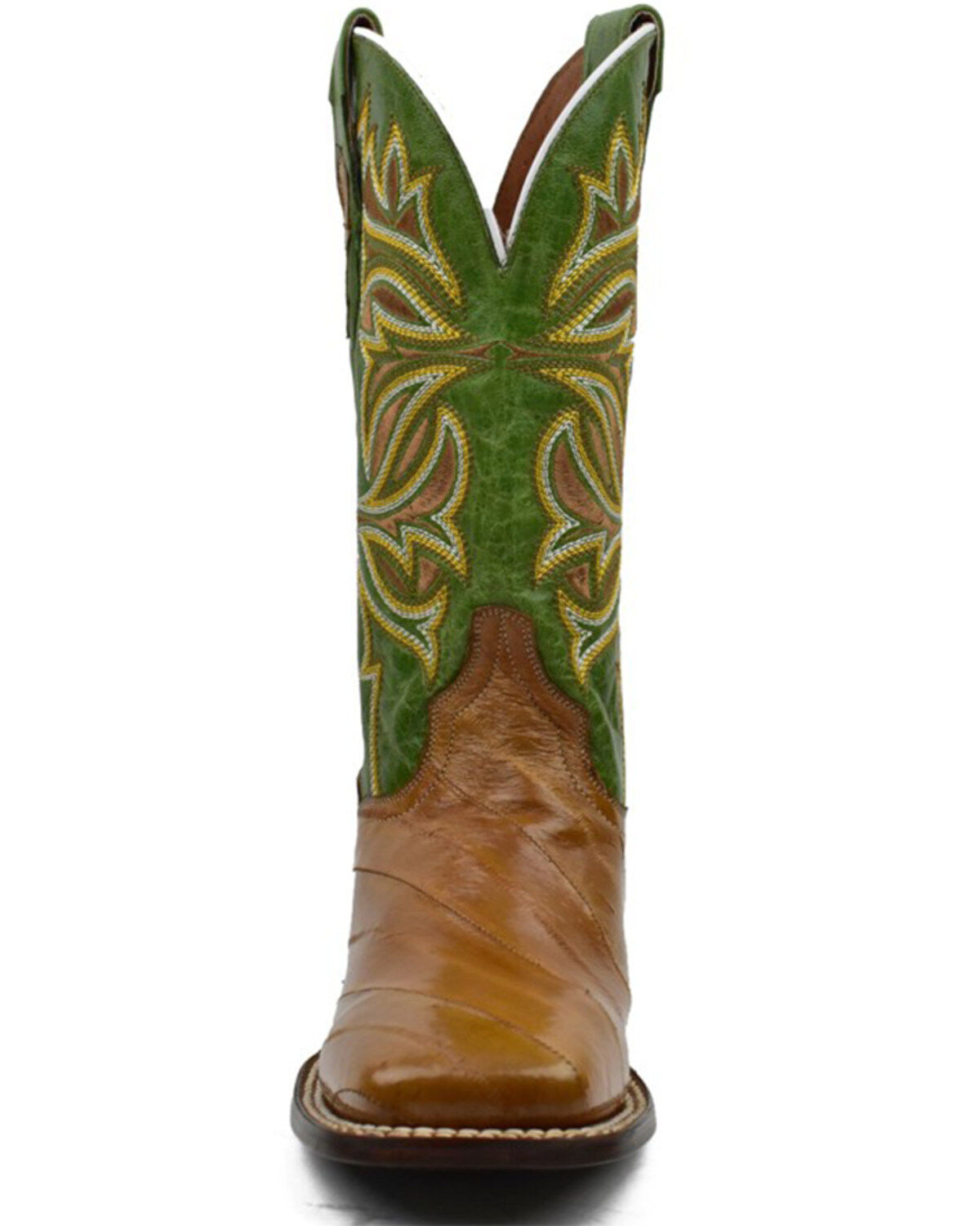 Dan Post Women's Exotic Eel Skin Western Boot - Broad Square Toe, Green