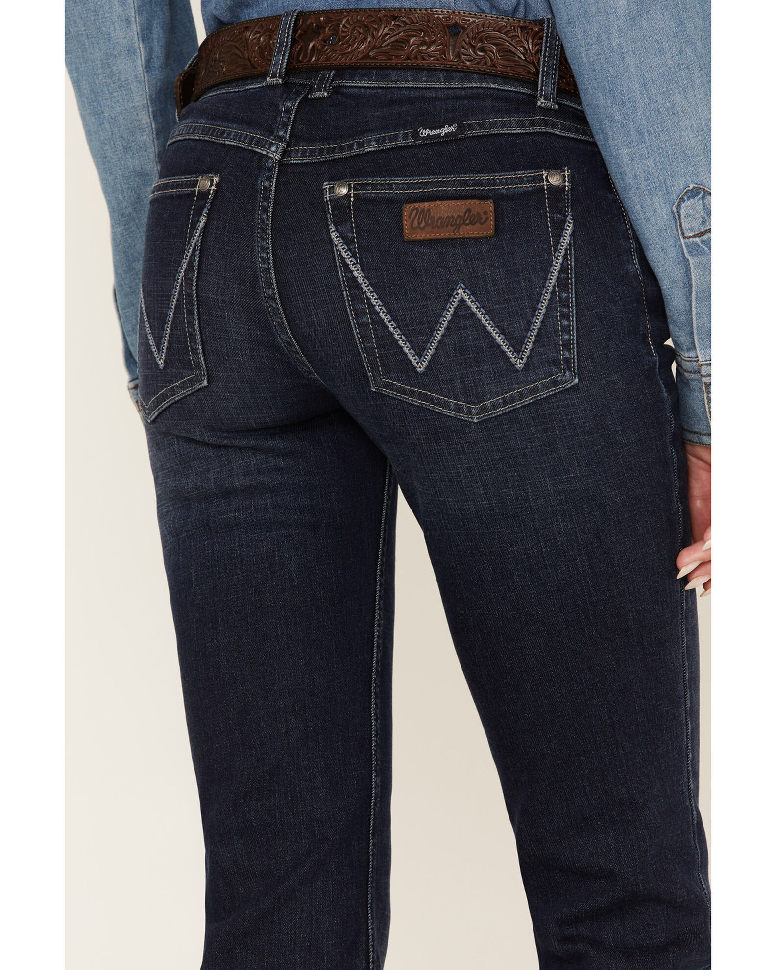 Wrangler Retro Women's Dark Wash Mid Rise Mae Alexis Stretch Bootcut Jeans, Blue
