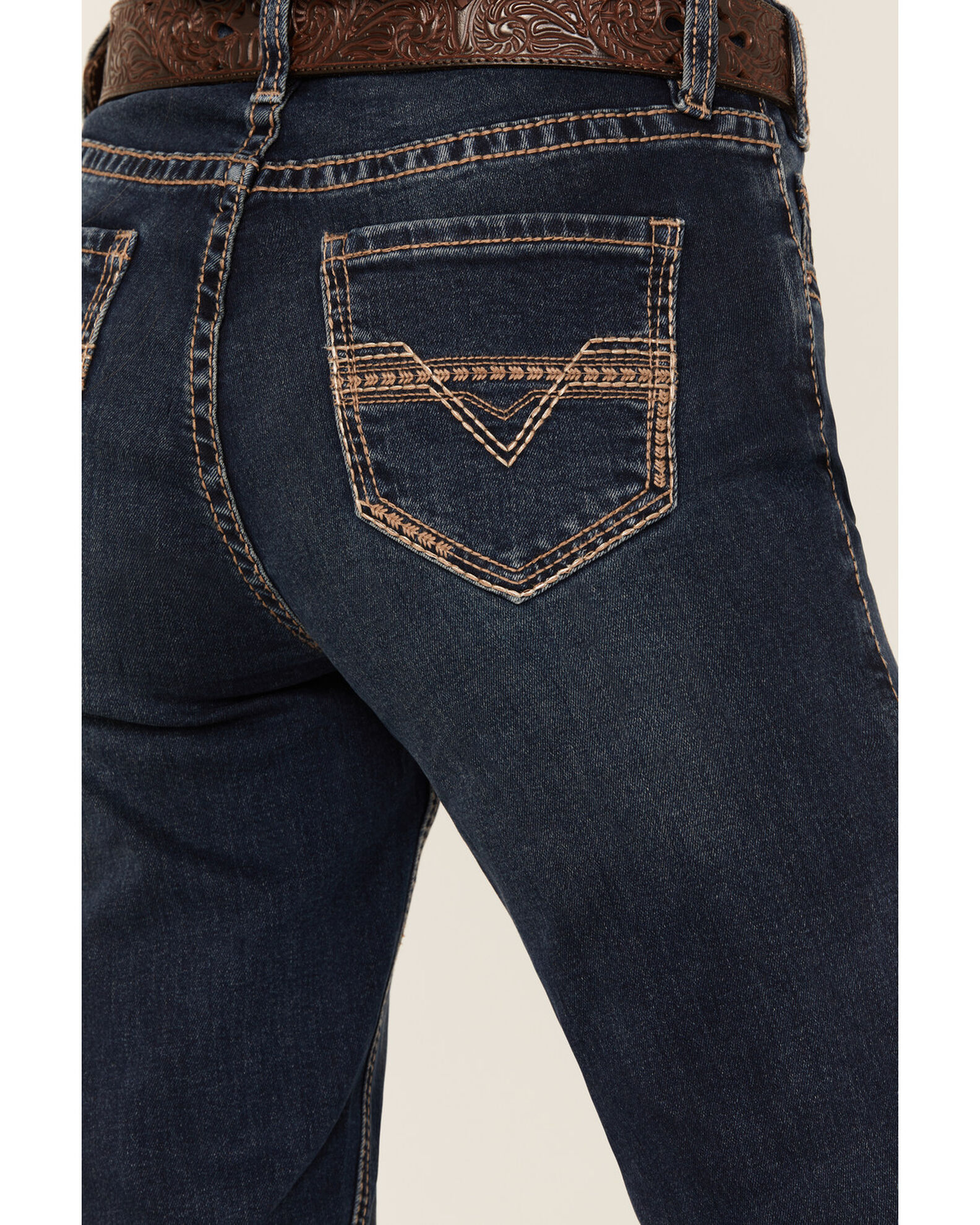 Rock And Roll Denim Womens Dark Wash Mid Rise Extra Stretch Riding