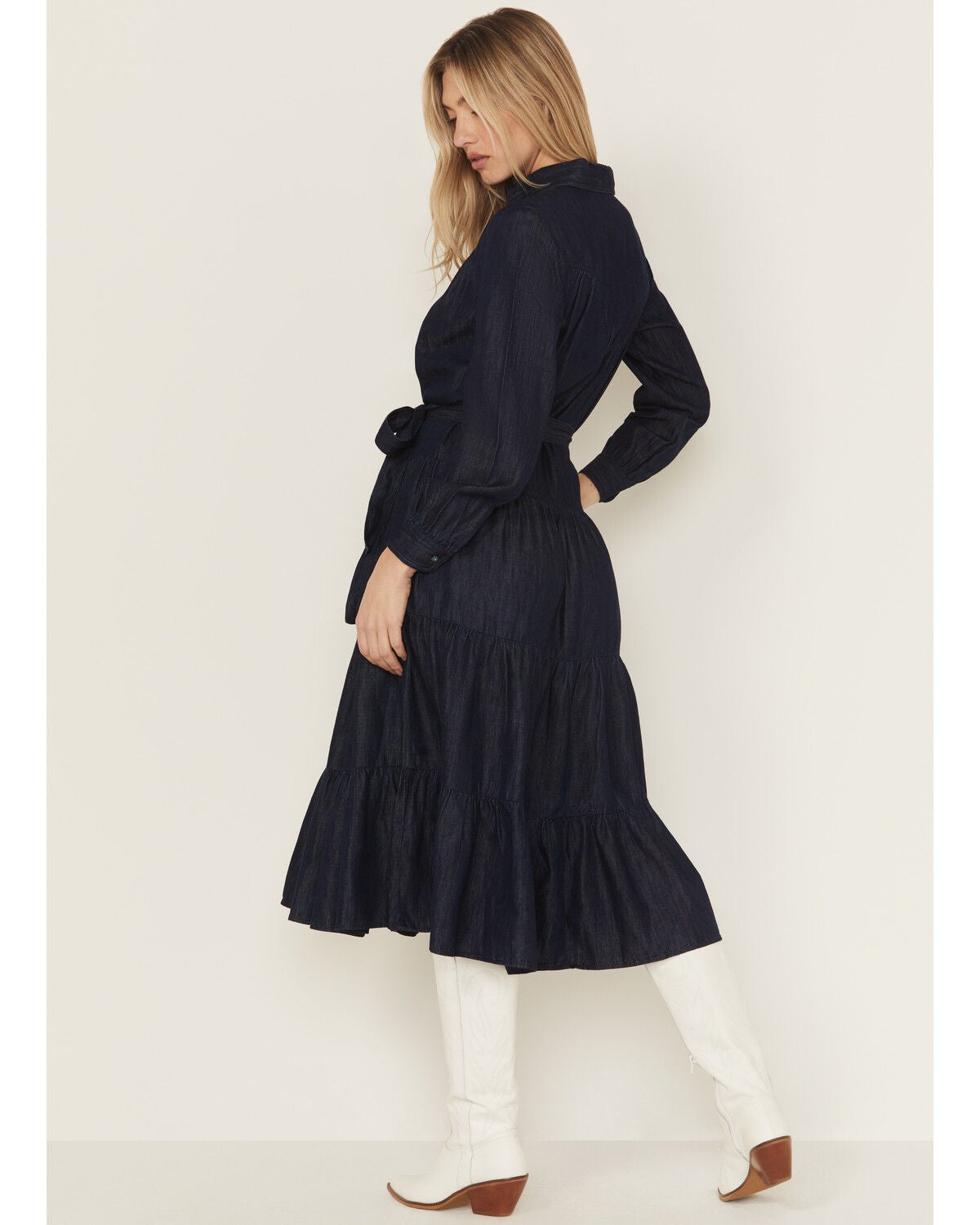 Ariat Women's Sahara Dark Wash Denim Long Sleeve Midi Dress,