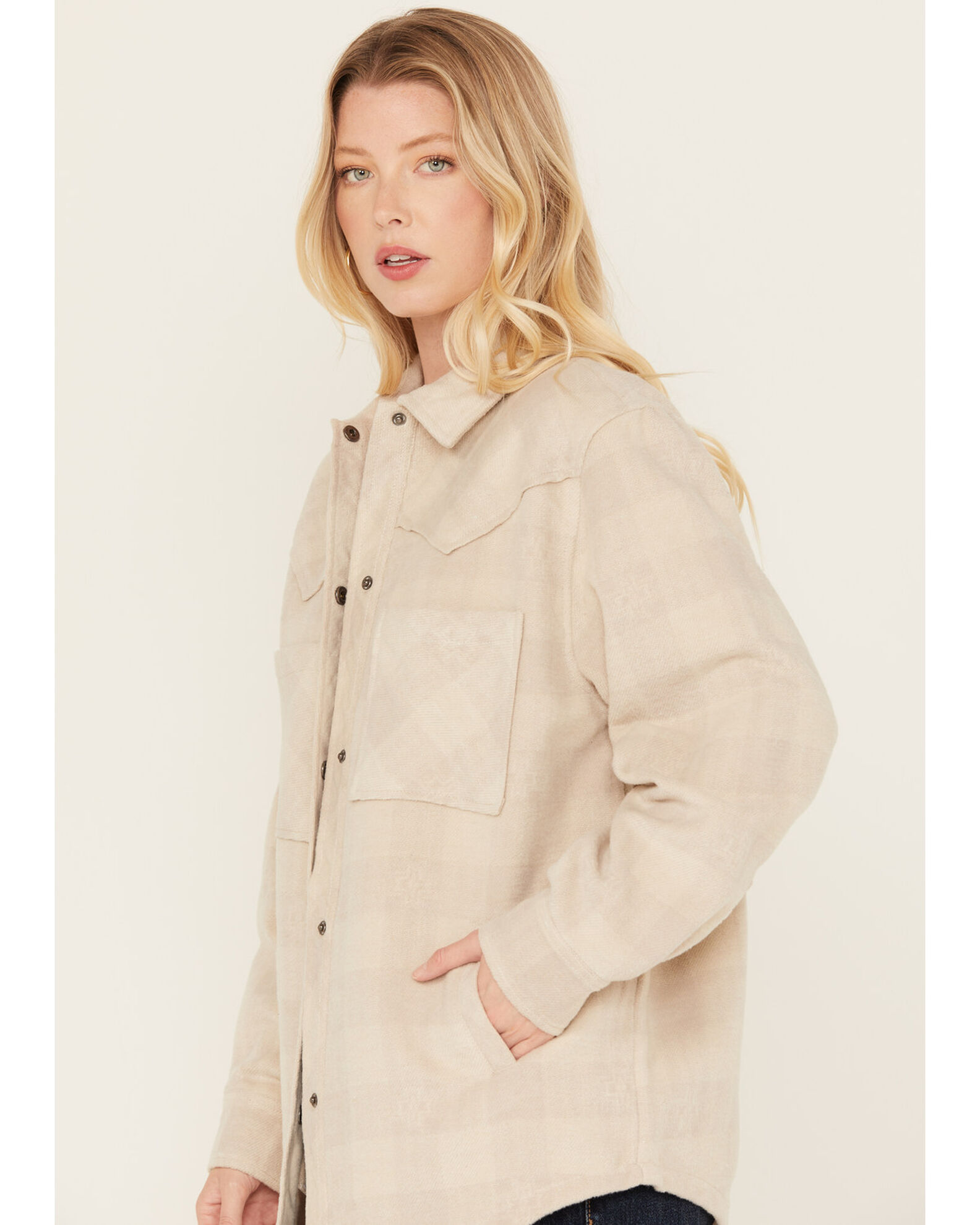 Rock & Roll Denim Women's Western Shacket, Natural