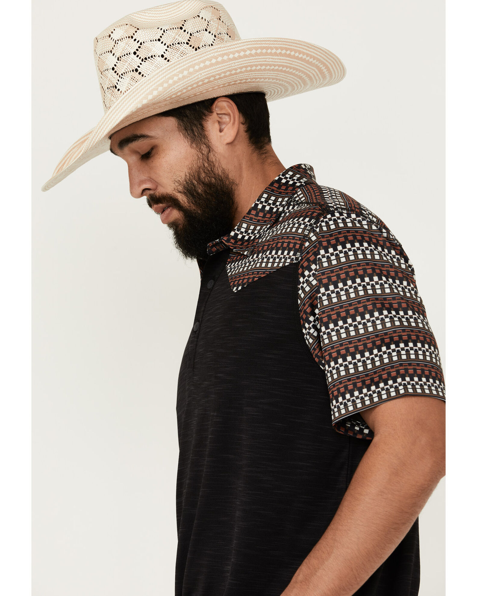 Product Name: RANK 45® Men's Stripewood Tech Color Block Short Sleeve ...