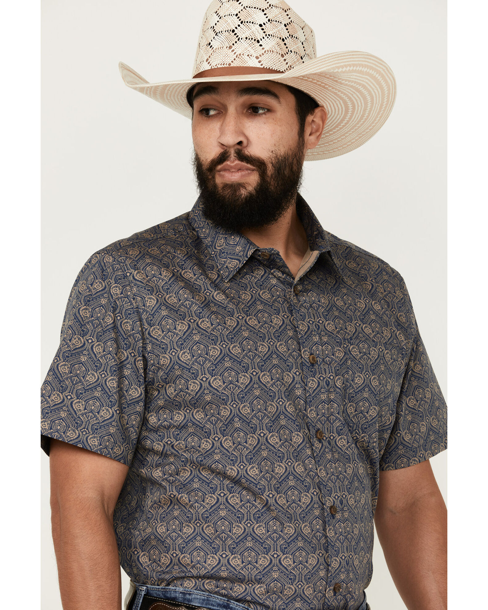 Gibson Trading Co Mens Rain Down Medallion Print Short Sleeve Button