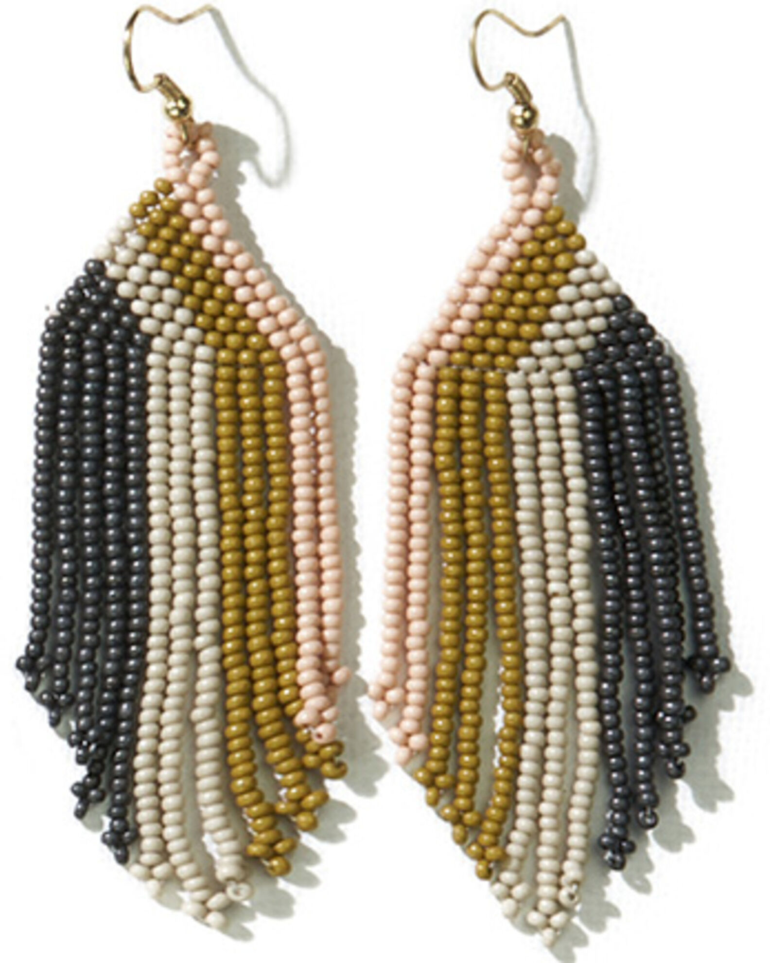 Ink + Alloy Women's Dolly Vertical Striped Beaded Fringe Earrings, Multi