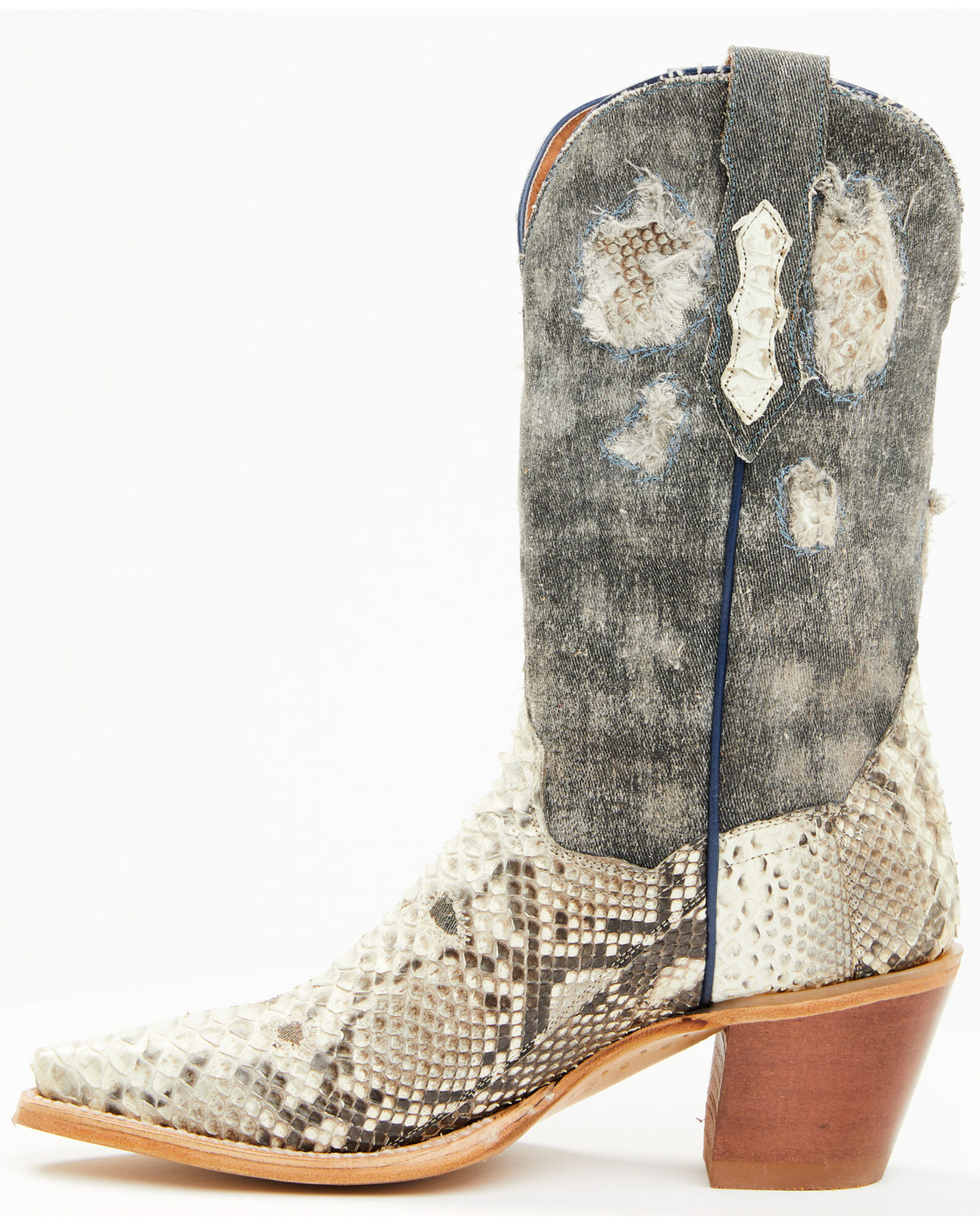 Dan Post Womens Exotic Python Western Boots Snip Toe Ivory