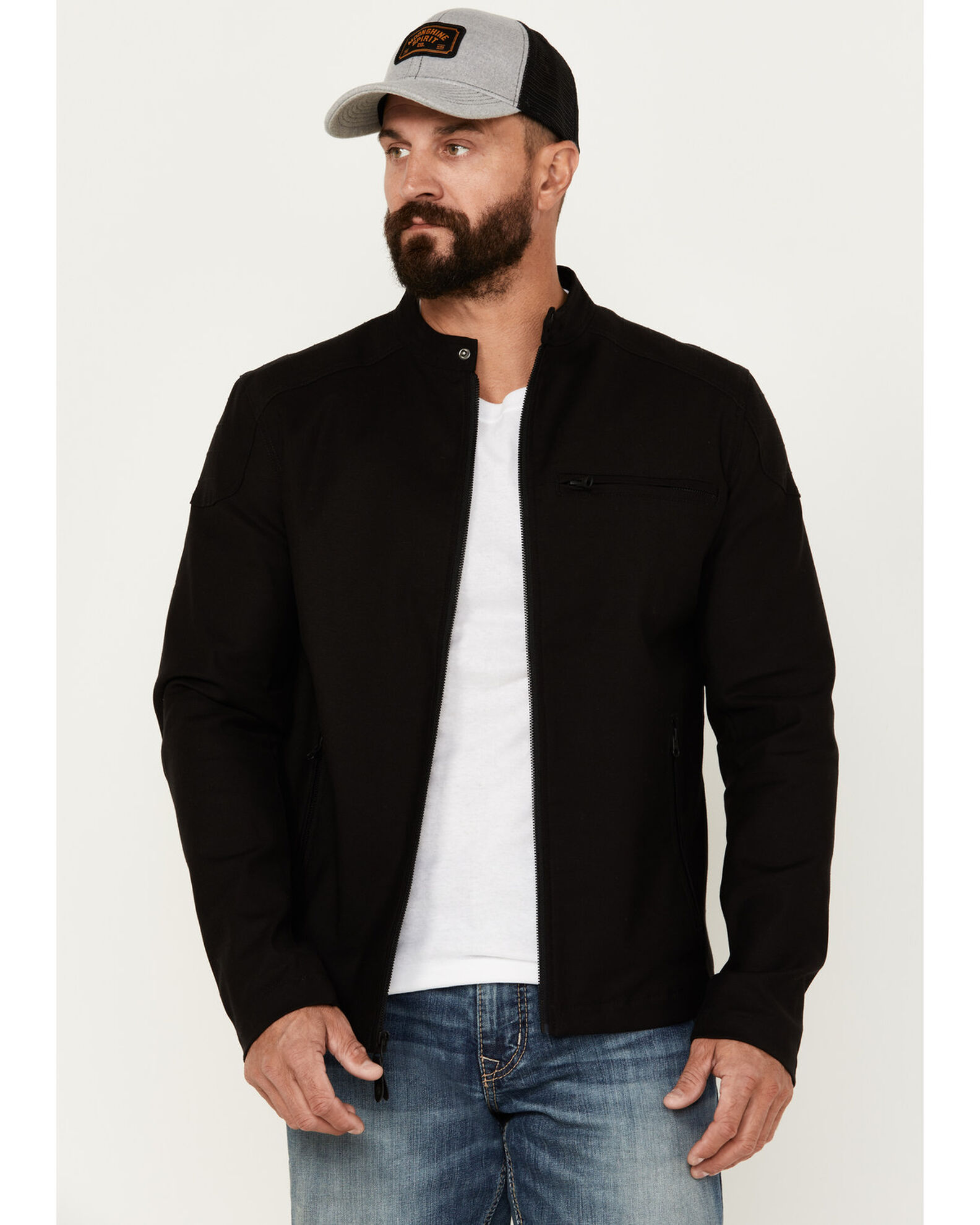 Moonshine Spirit Men's Motorcycle Flight Head Jacket, Black