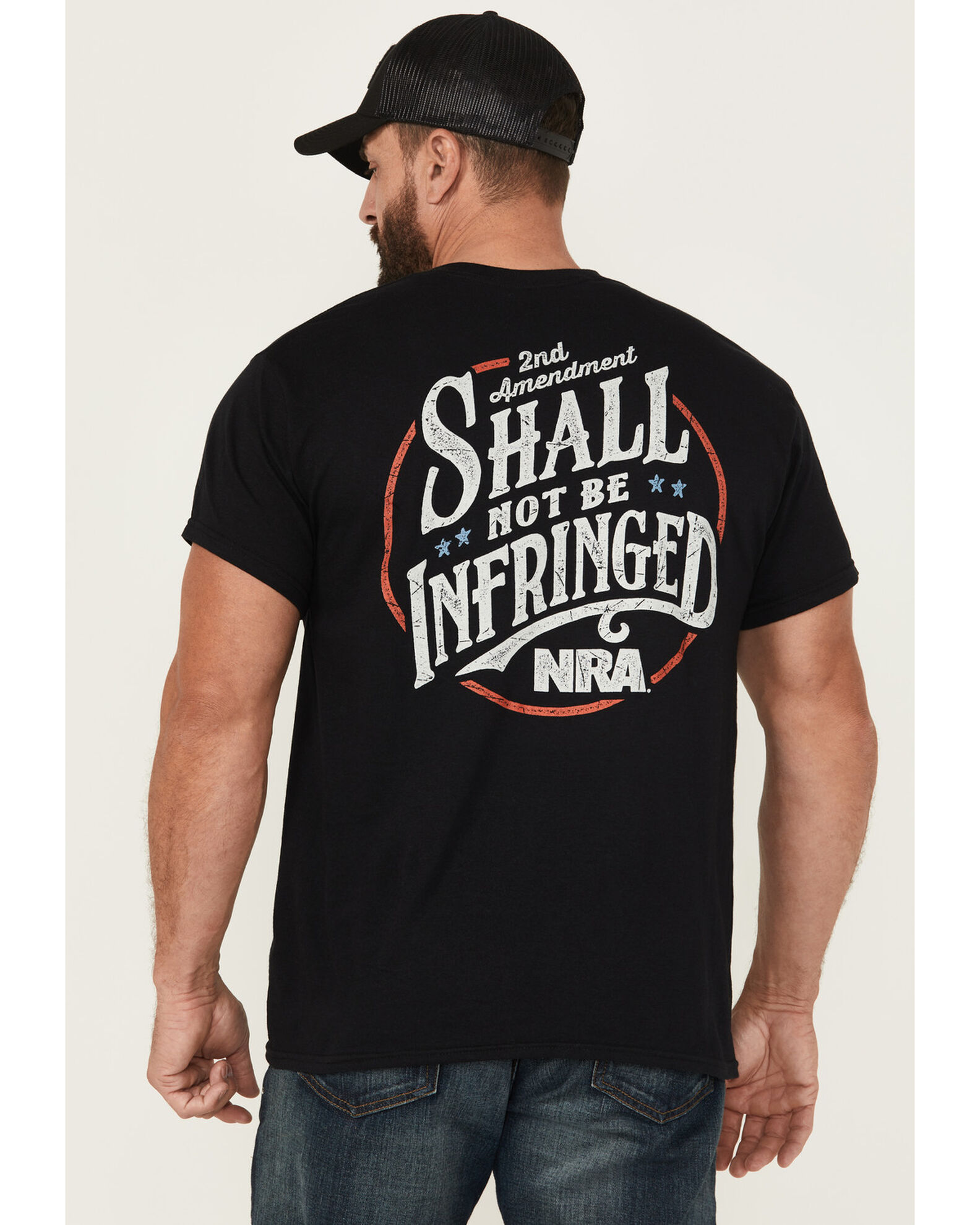 Buckwear Men's NRA Badge Short Sleeve Graphic T-Shirt, Black