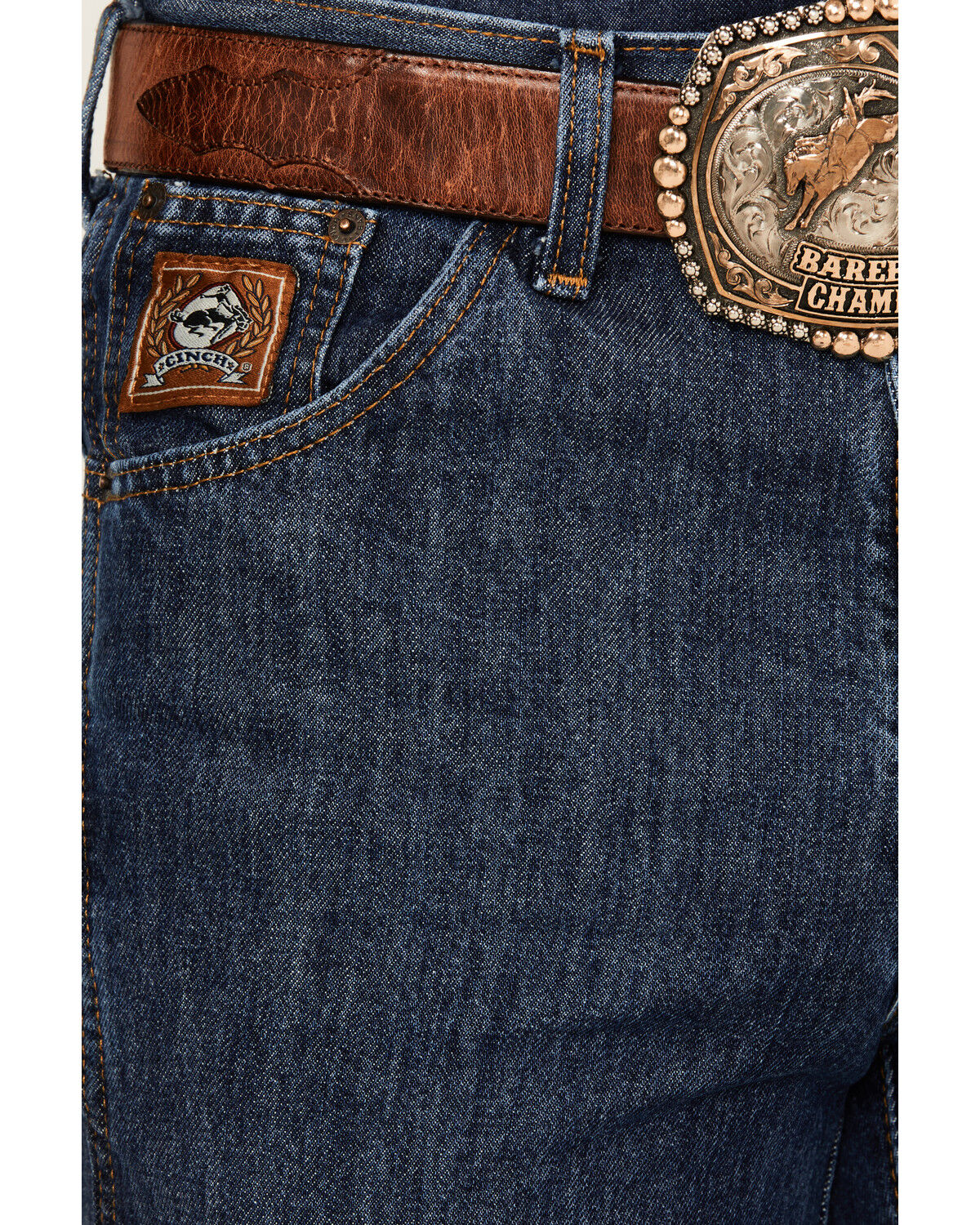 Cinch Men's Bronze Label Dark Wash Slim Tapered Rigid Denim Jeans, Blue